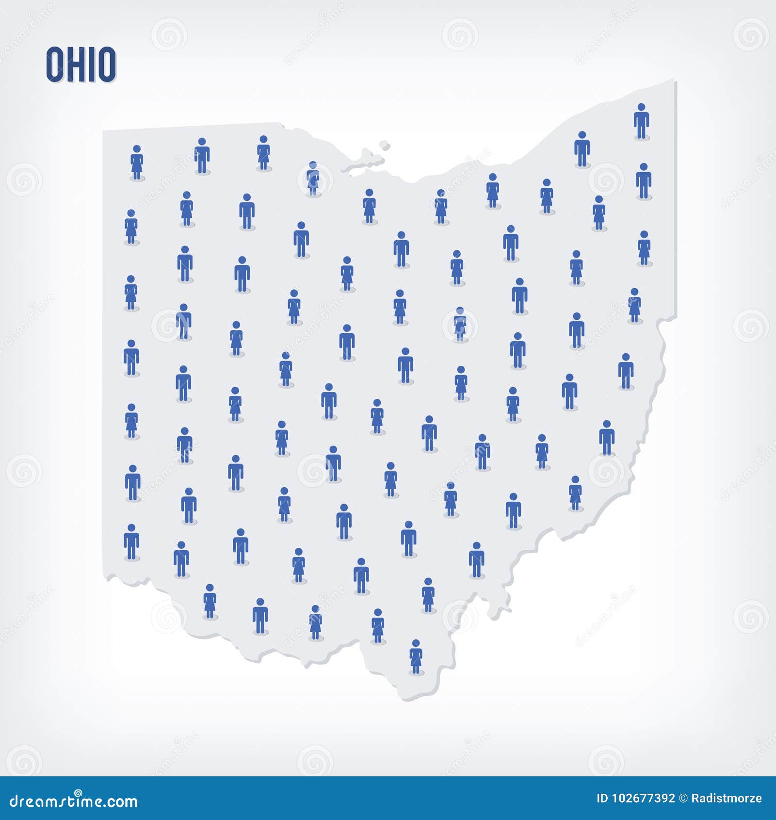 Vector People Map of of State of Ohio. the Concept of Population Stock ...