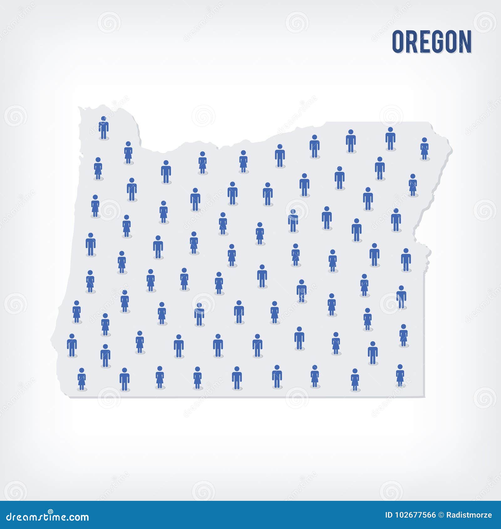 Vector People Map of of State of Oregon. the Concept of Population ...