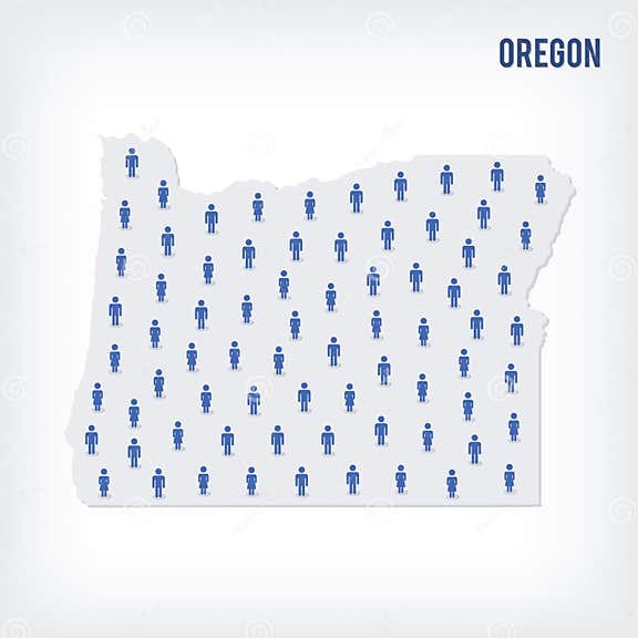 Vector People Map of of State of Oregon. the Concept of Population ...