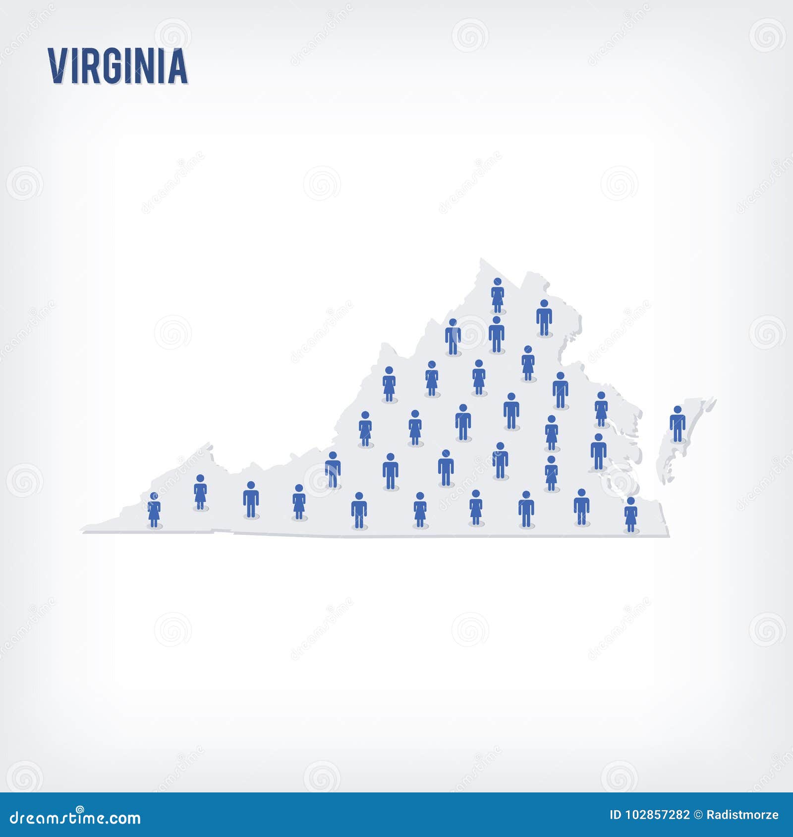 Vector People Map of of State of Virginia. the Concept of Population ...