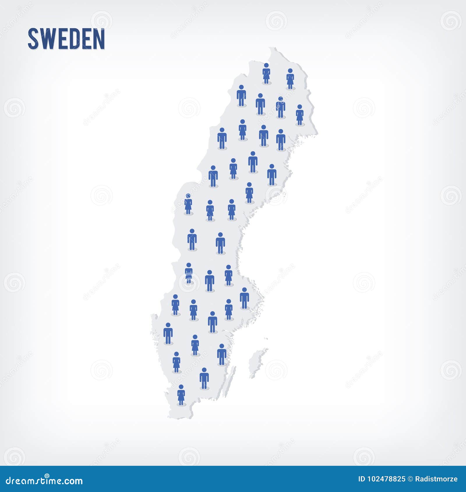 Sweden Population Heat Map As Color Density Illustration Royalty-Free ...