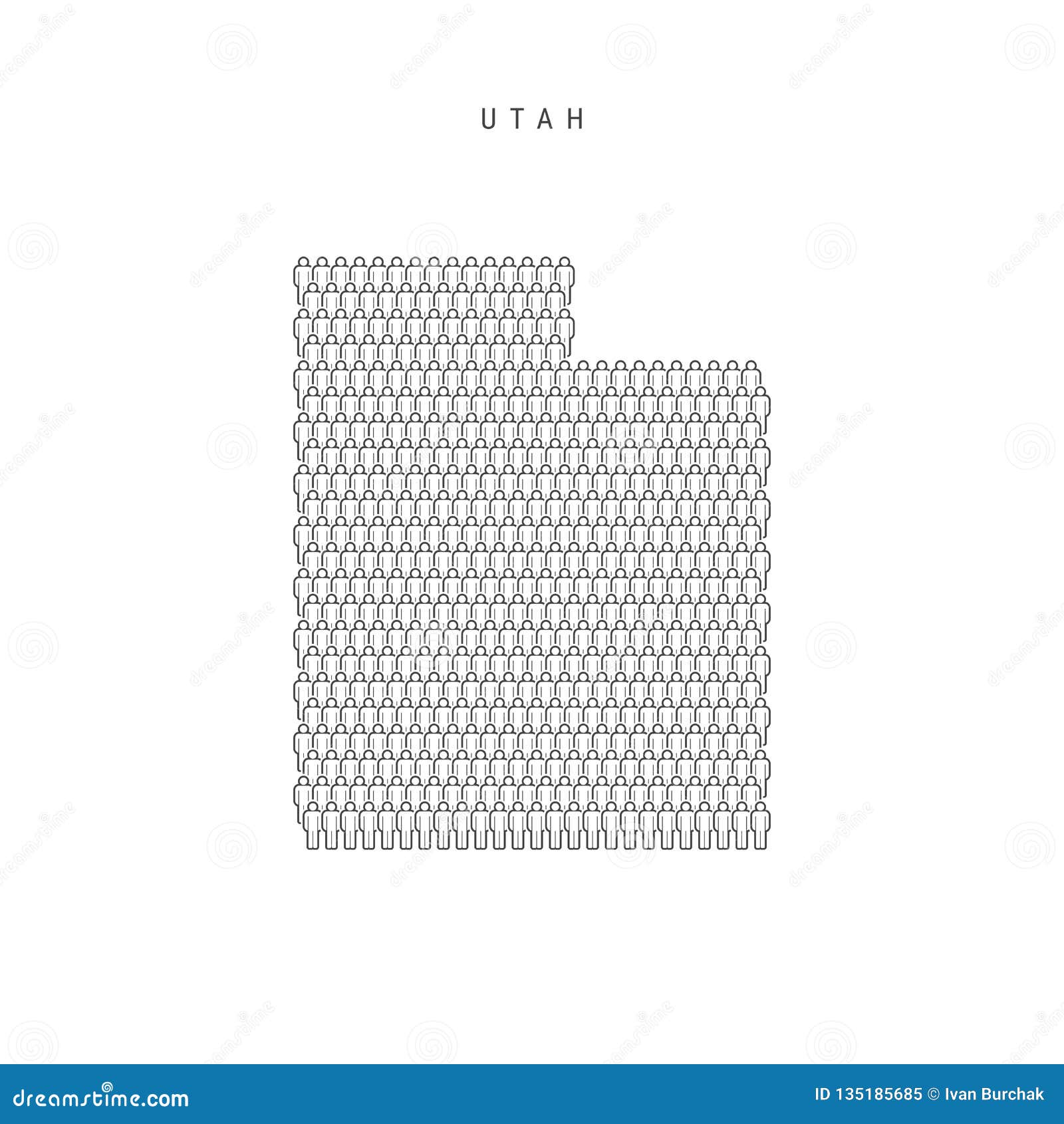 Utah People Map. Detailed Vector Silhouette. Mixed Crowd Of Men And ...