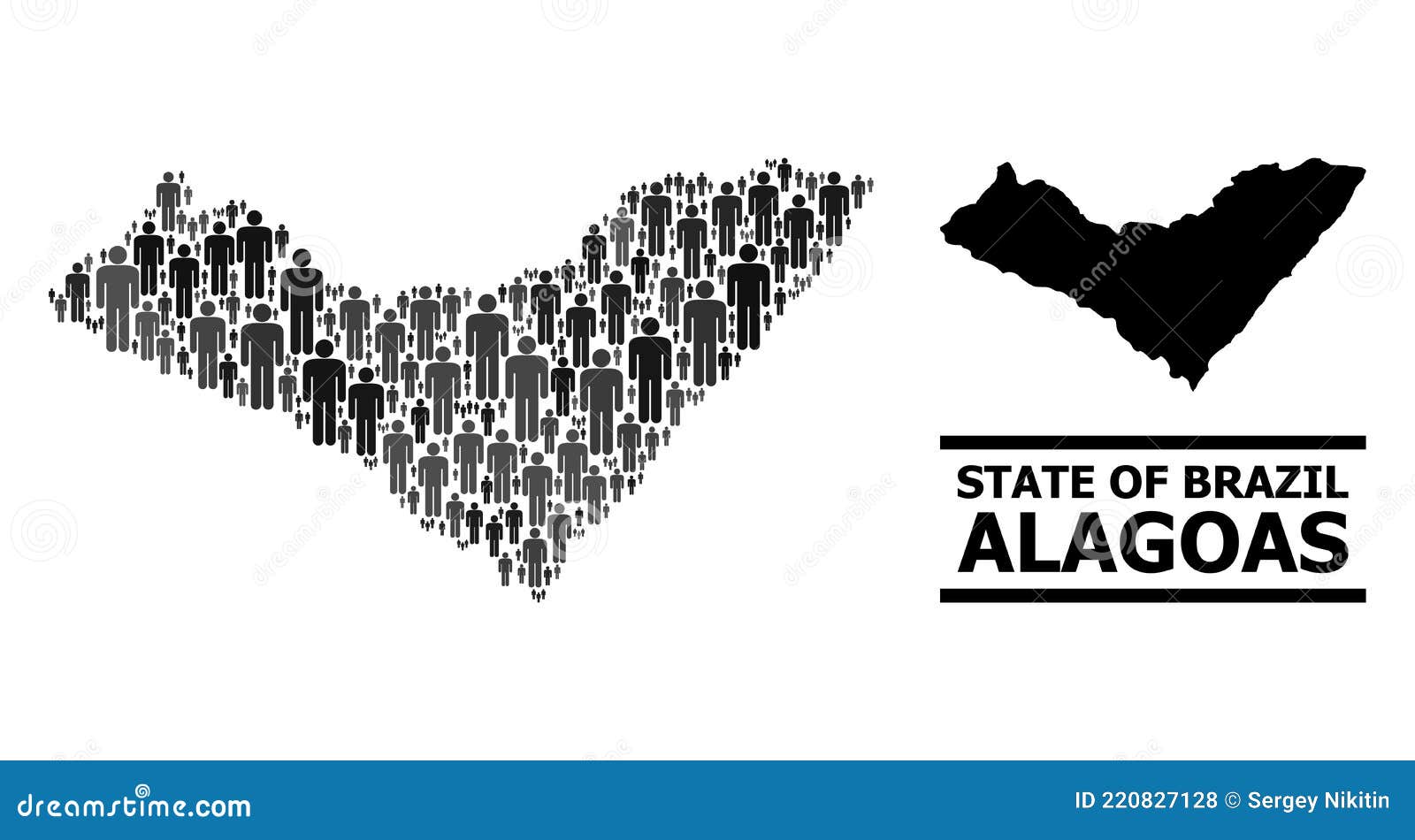 Vector People Mosaic Map of Alagoas State and Solid Map Stock Vector ...