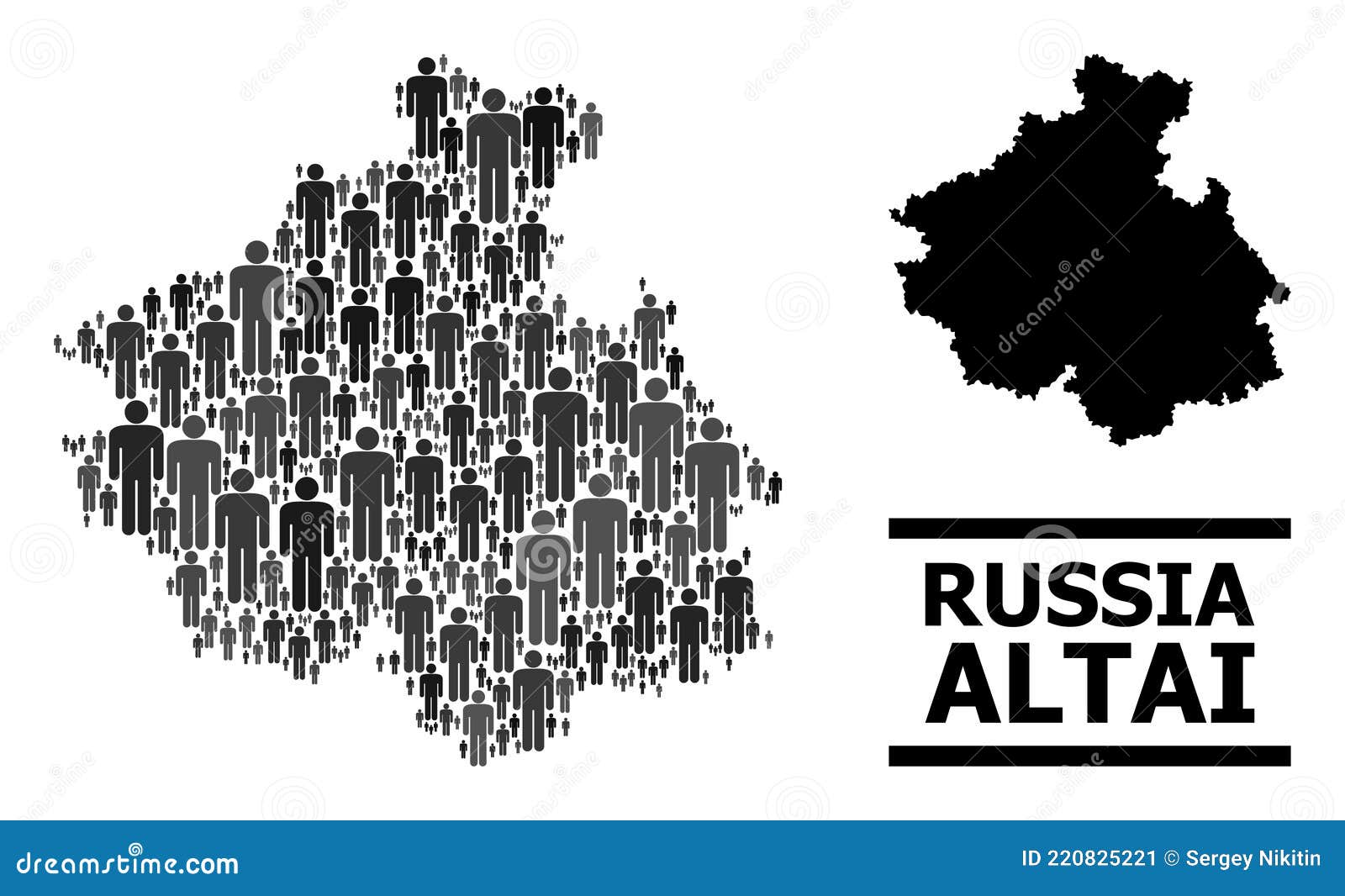 Vector People Mosaic Map of Altai Republic and Solid Map Stock Vector ...