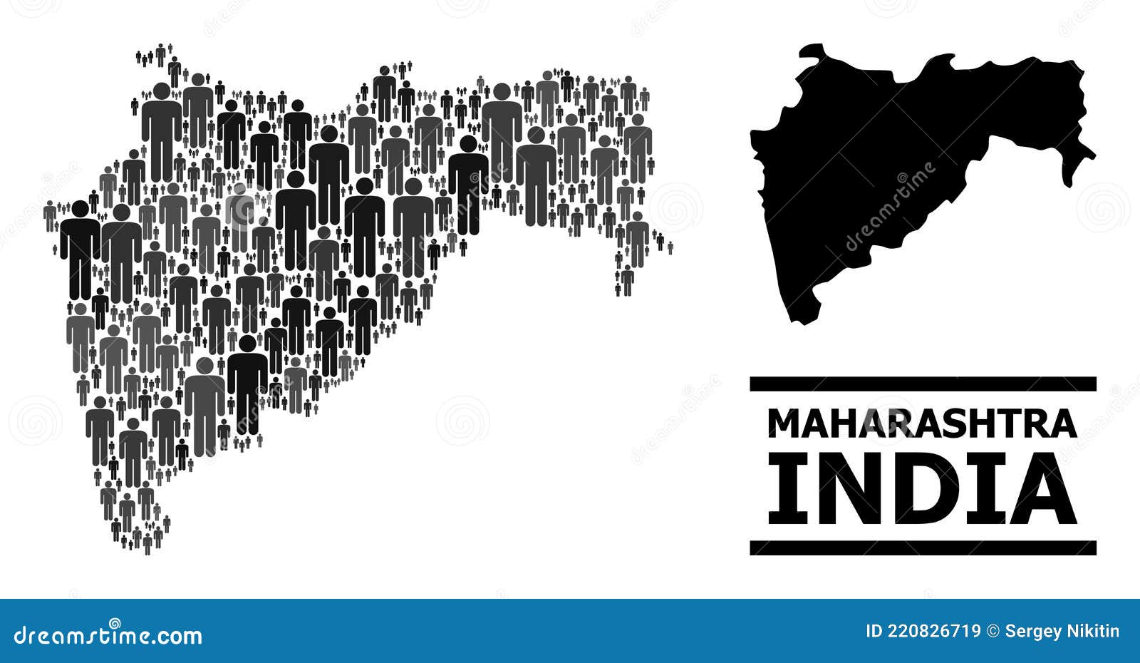Vector People Mosaic Map of Maharashtra State and Solid Map Stock ...