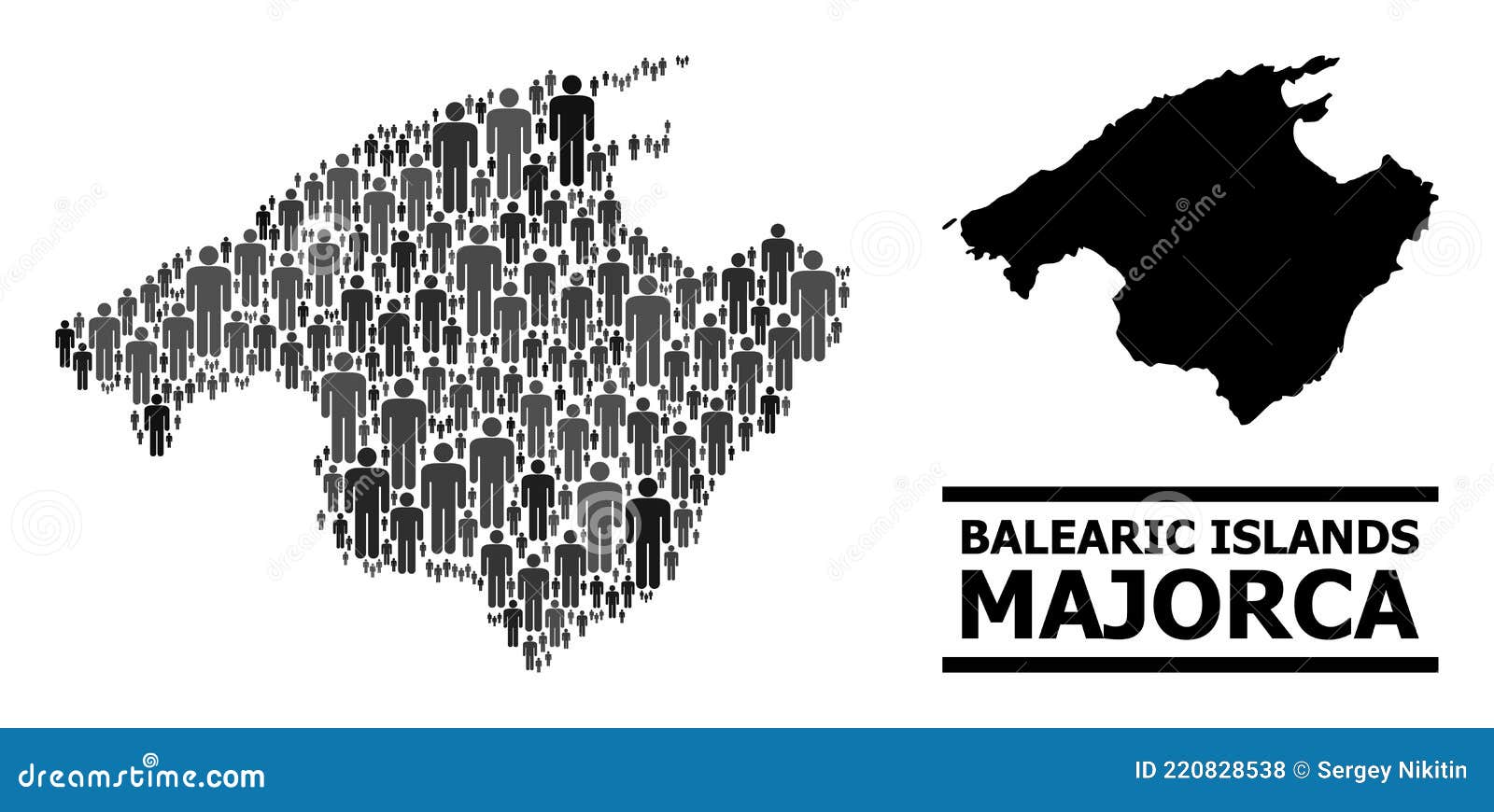 Vector People Mosaic Map of Majorca and Solid Map Stock Vector ...