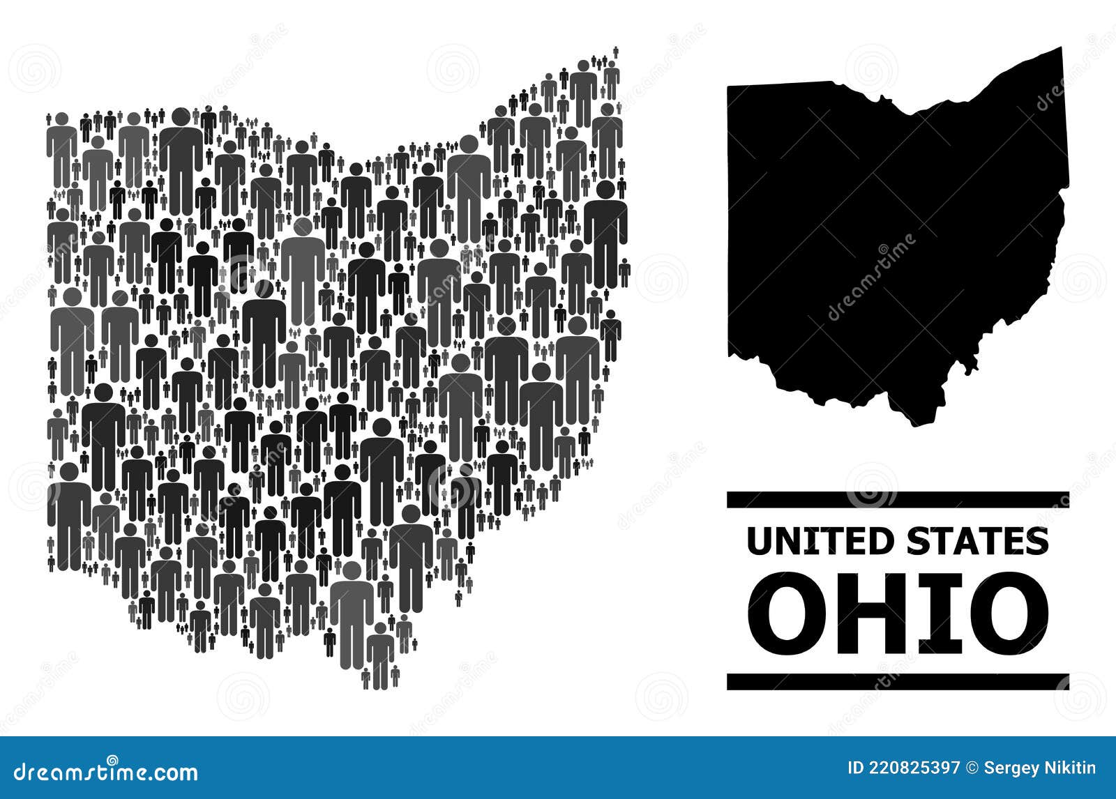 Vector People Mosaic Map of Ohio State and Solid Map Stock Vector ...