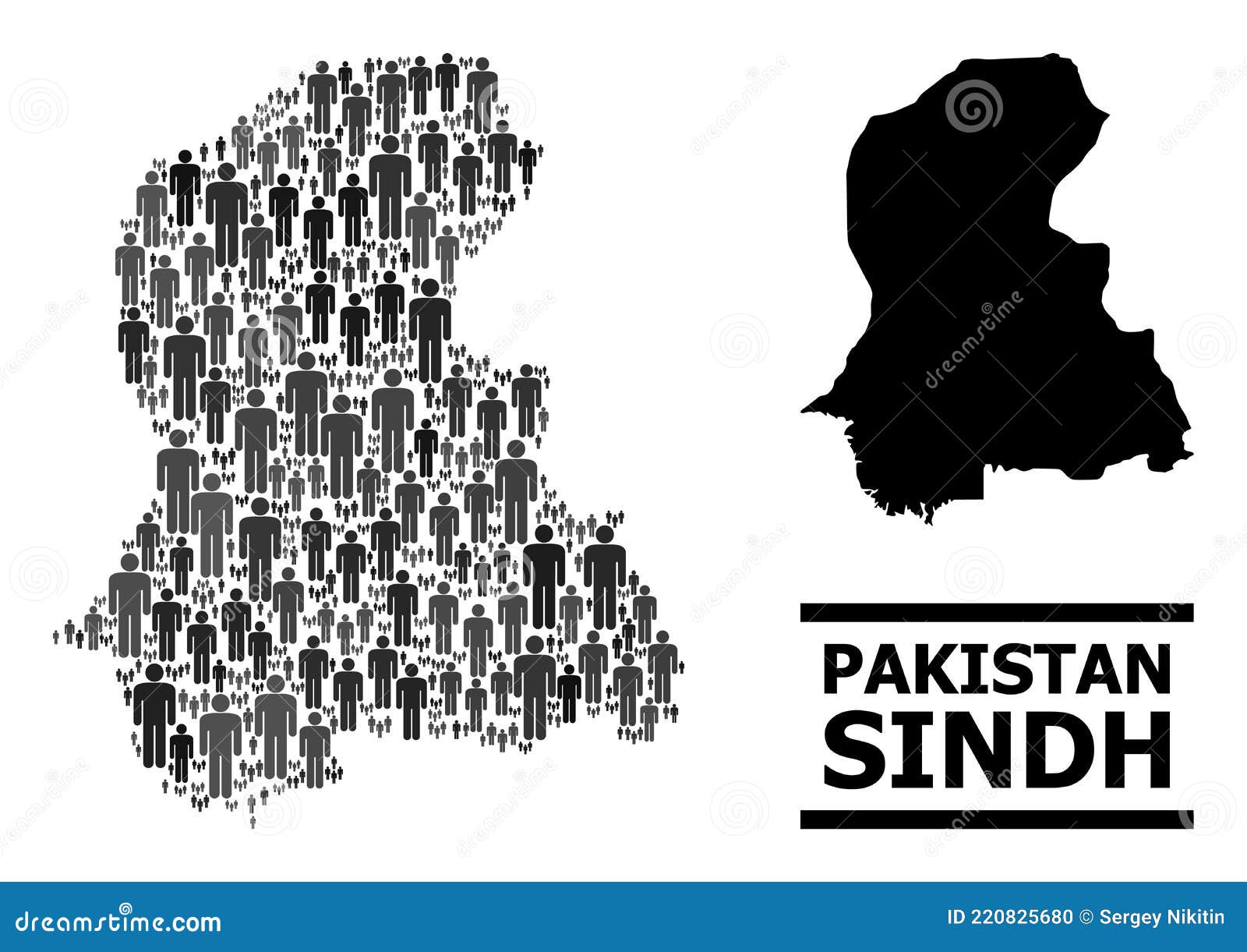 Vector People Mosaic Map of Sindh Province and Solid Map Stock Vector ...