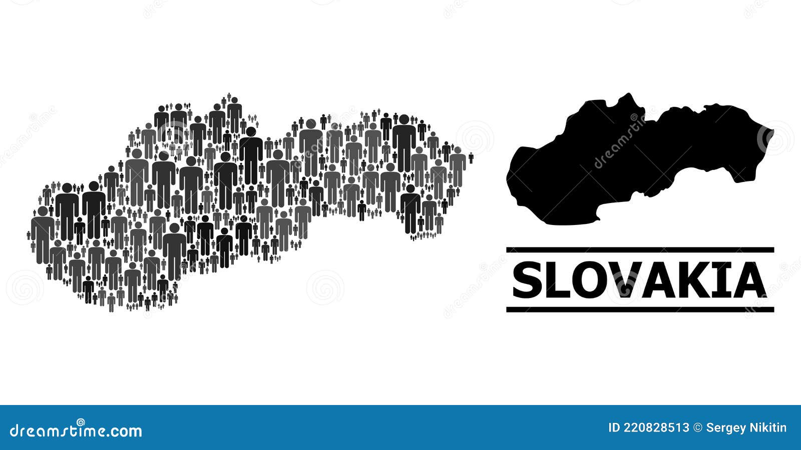 Slovakia Population Map. Large Group Of People In A Shape Of Slovak Map ...
