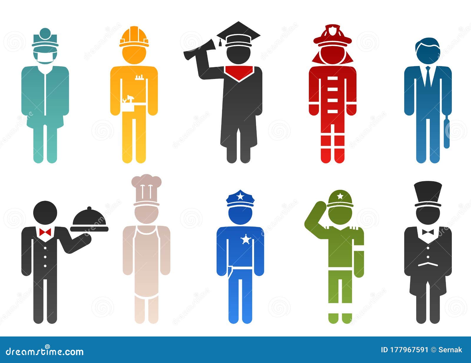 Vector People Occupations Icon Set Stock Vector - Illustration of head ...