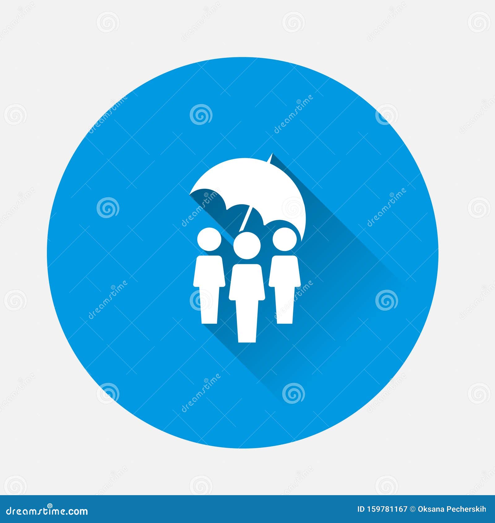 Vector People Protection Icon. Security Symbol on Blue Background Stock ...