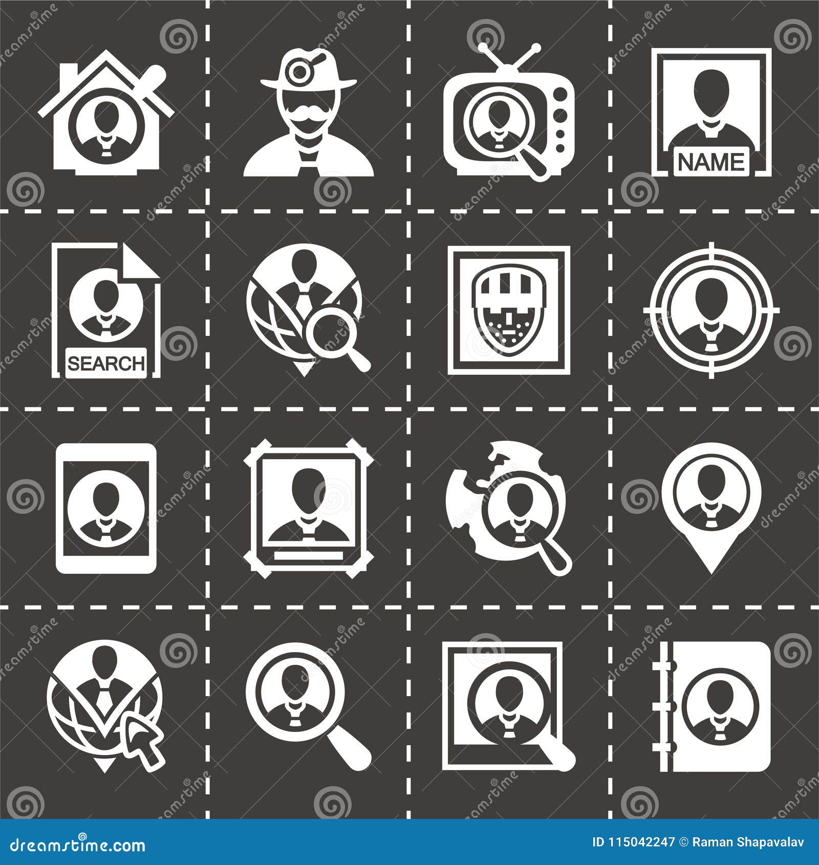 Vector People Search Icon Set Stock Vector - Illustration of black ...