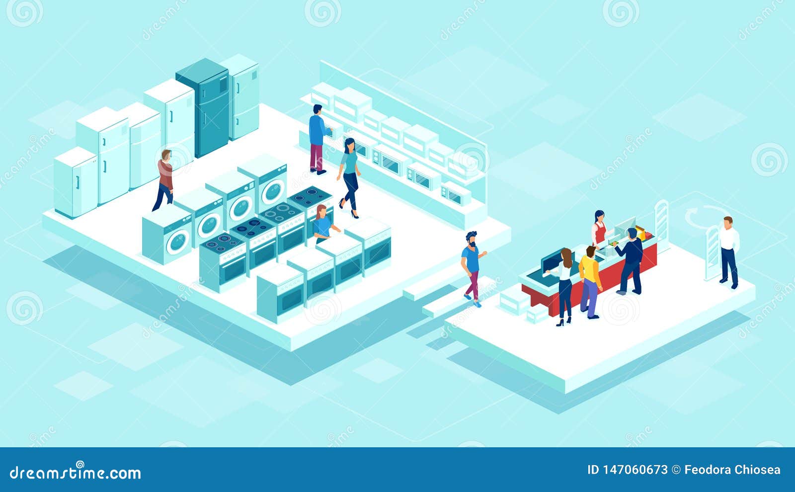 Vector of People Shopping at the Electronics Store Stock Illustration ...