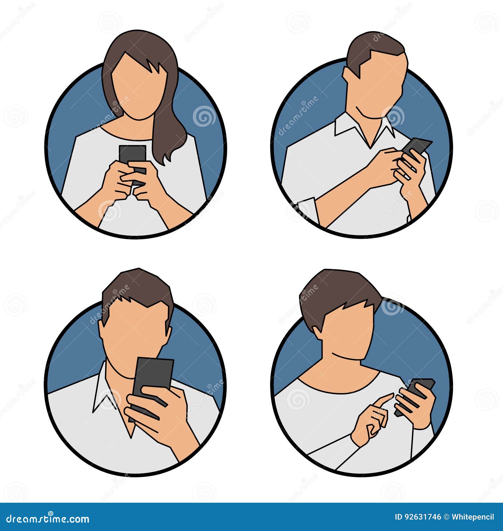 Vector People Using, Looking at Smart Phone Stock Vector - Illustration ...