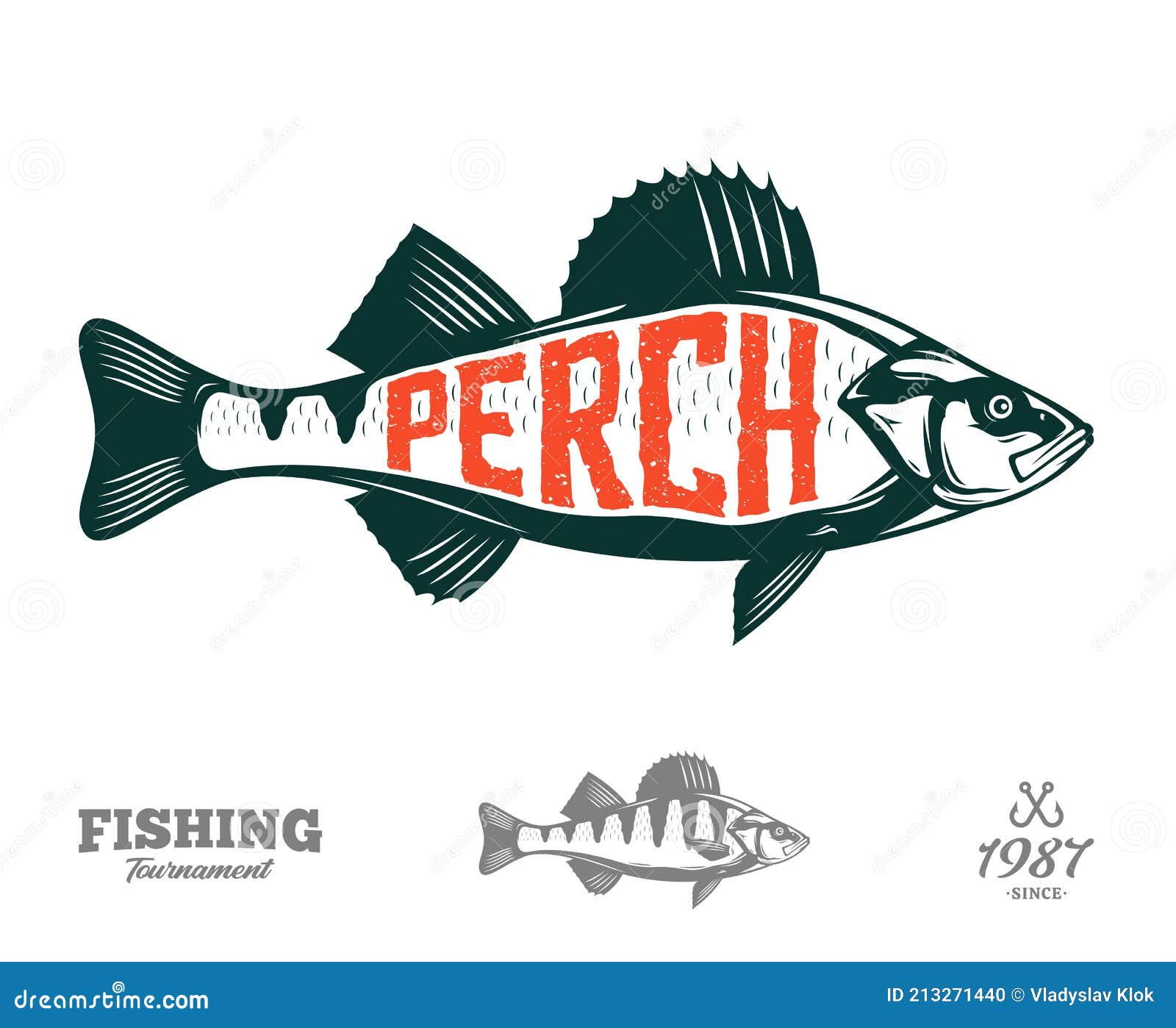 Perch Fish Hand Drawn Isolated On White Background. Black And White ...