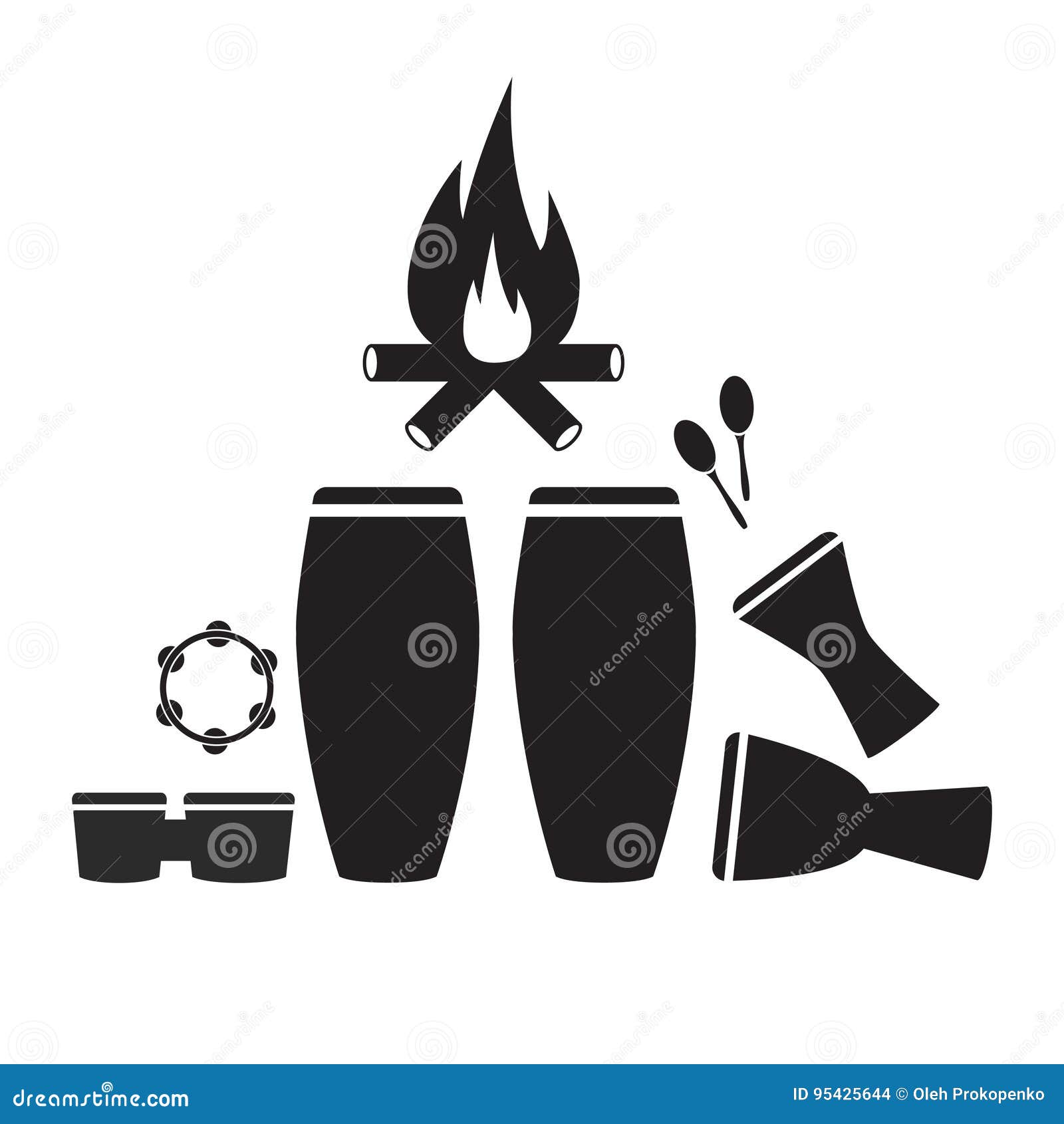 Vector Percussion Instruments. Icon Set Stock Vector - Illustration of ...