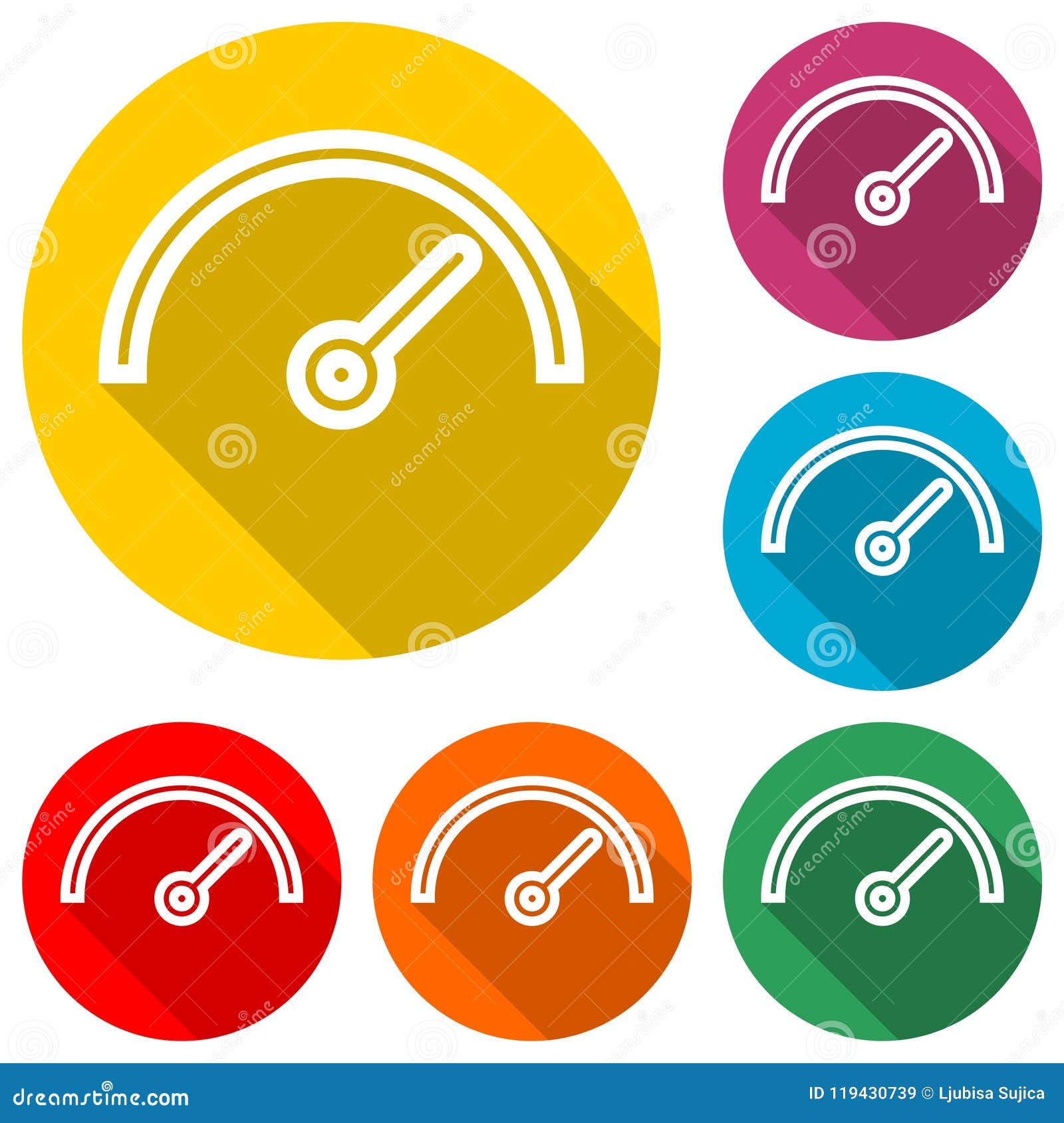 Vector Performance Measurement Icon, Speedometer Icon, Color Icon with ...