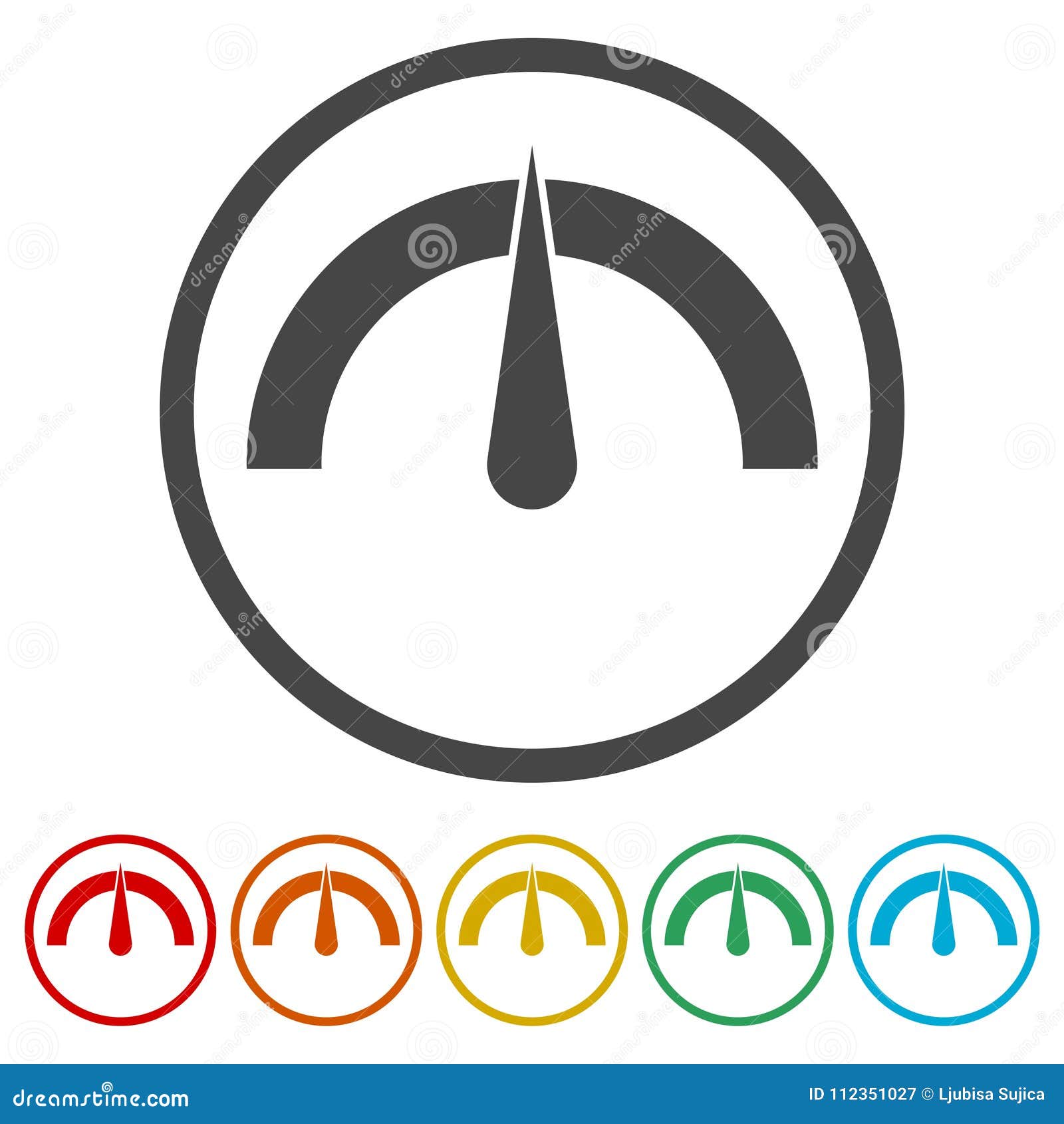 Vector Performance Measurement Icon, Speedometer Icon, 6 Colors ... Vector Performance Measurement Icon, Speedometer Icon, 6 Colors ...