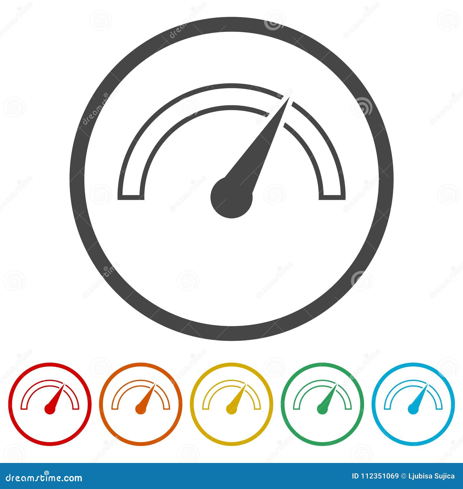 Vector Performance Measurement Icon, Speedometer Icon, 6 Colors ...