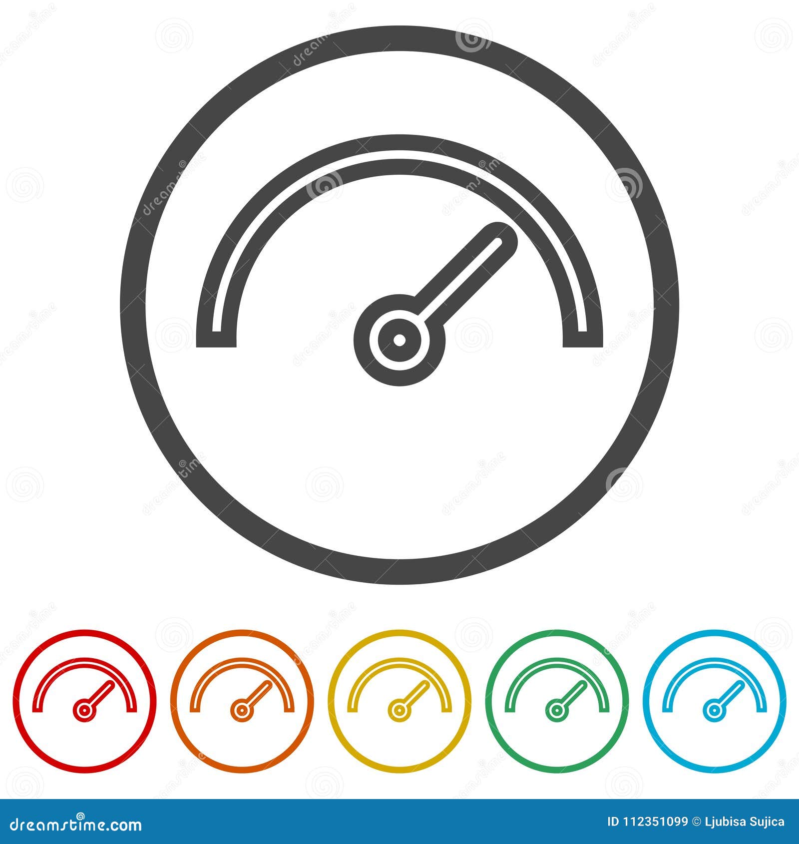 Vector Performance Measurement Icon, Speedometer Icon, 6 Colors ...