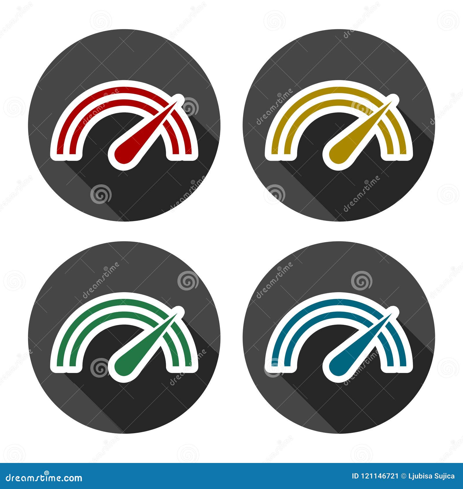 Vector Performance Measurement Icons Set with Long Shadow Stock ...