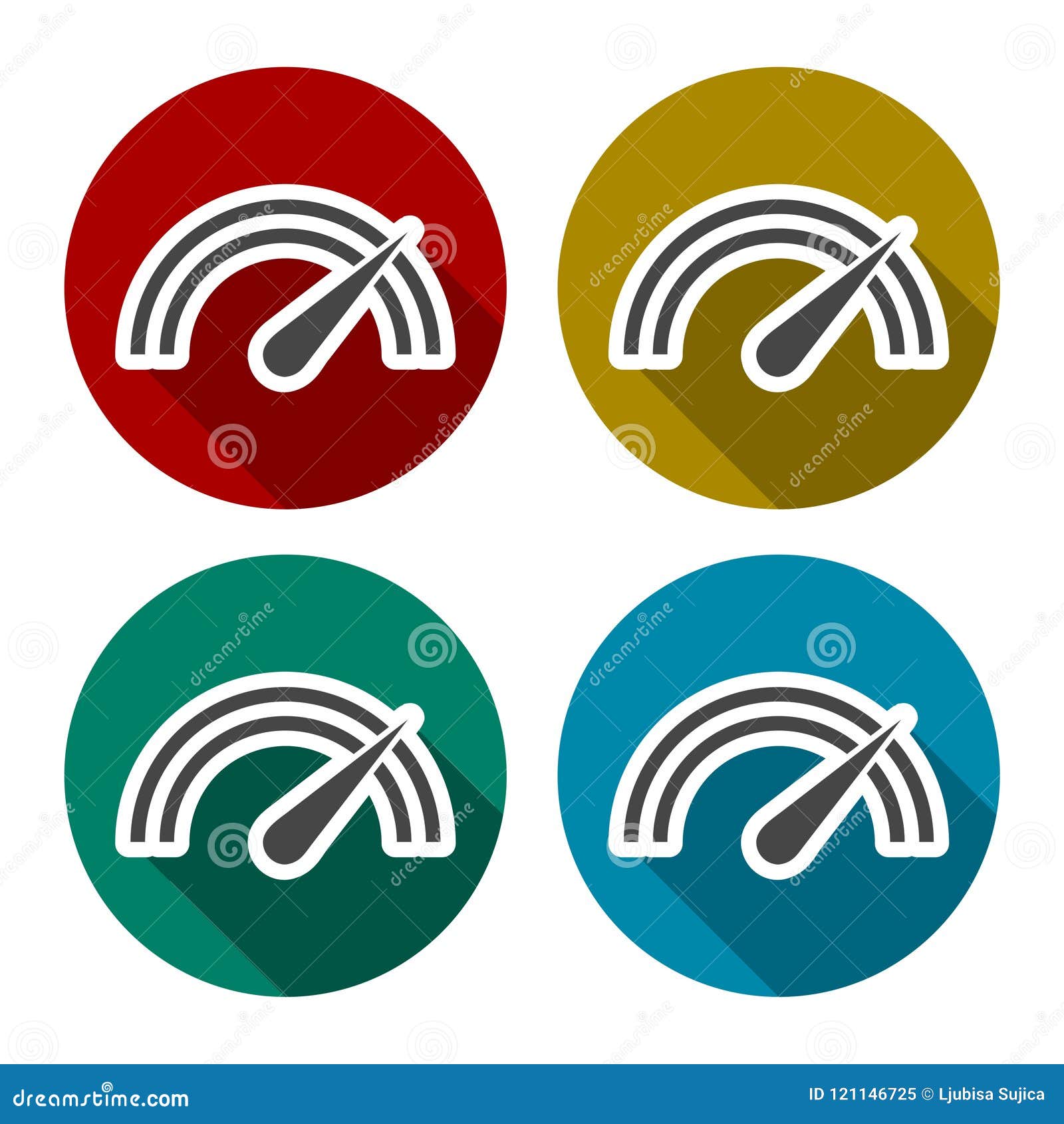 Vector Performance Measurement Icons Set with Long Shadow Stock ...