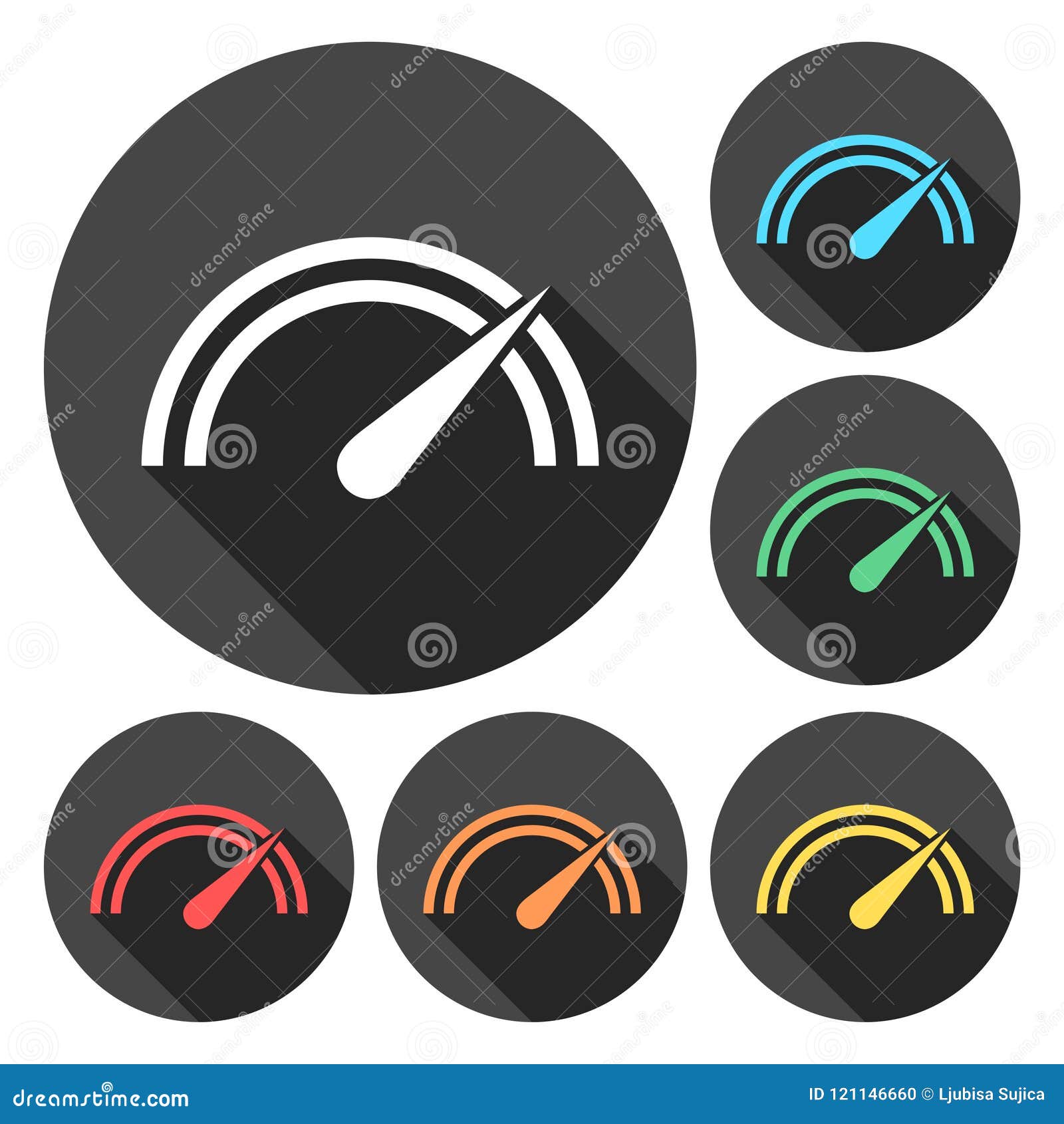 Vector Performance Measurement Icons Set with Long Shadow Stock ...