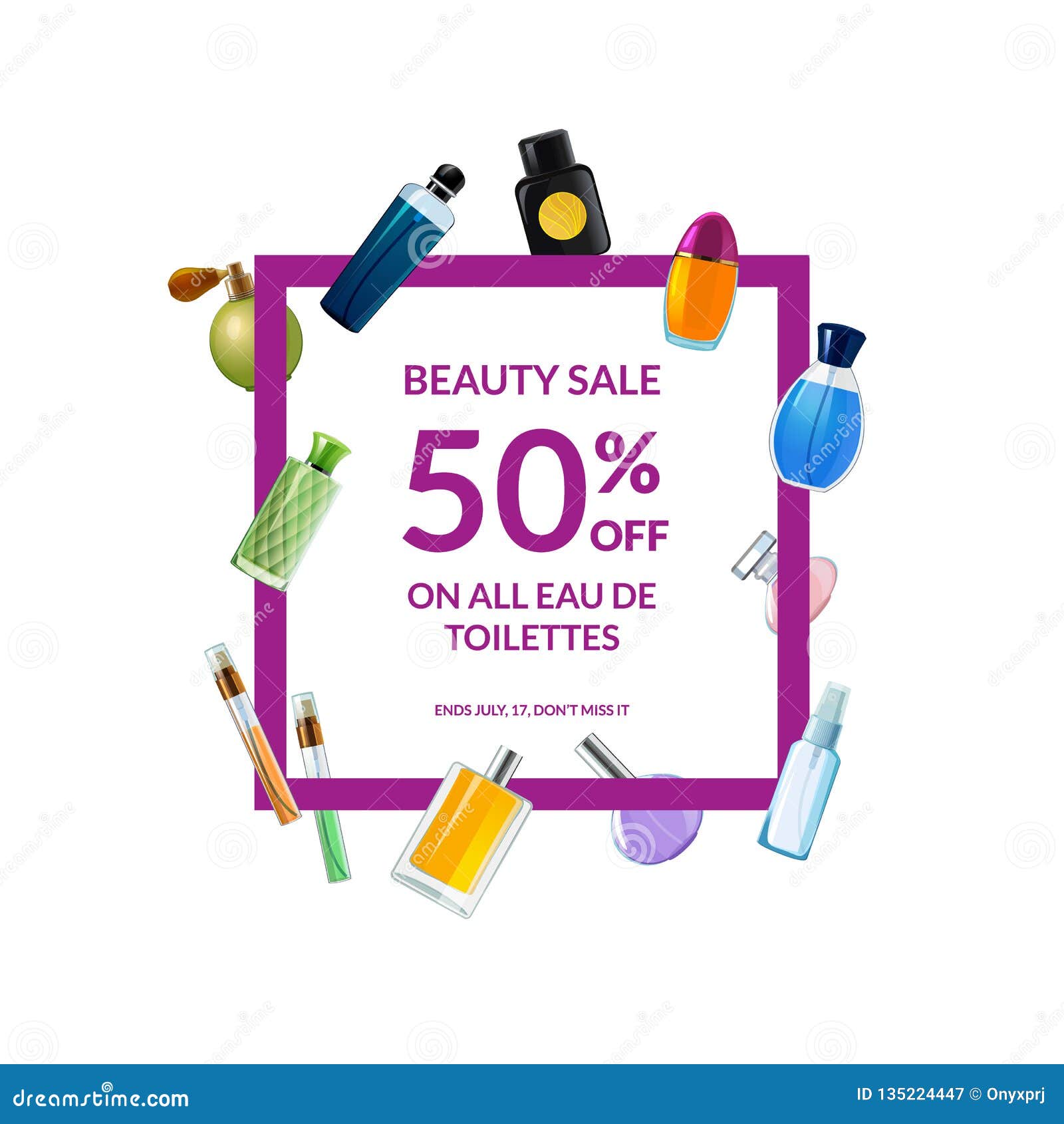 Vector Perfume Bottles Frame with Place for Text Illustration Stock ...