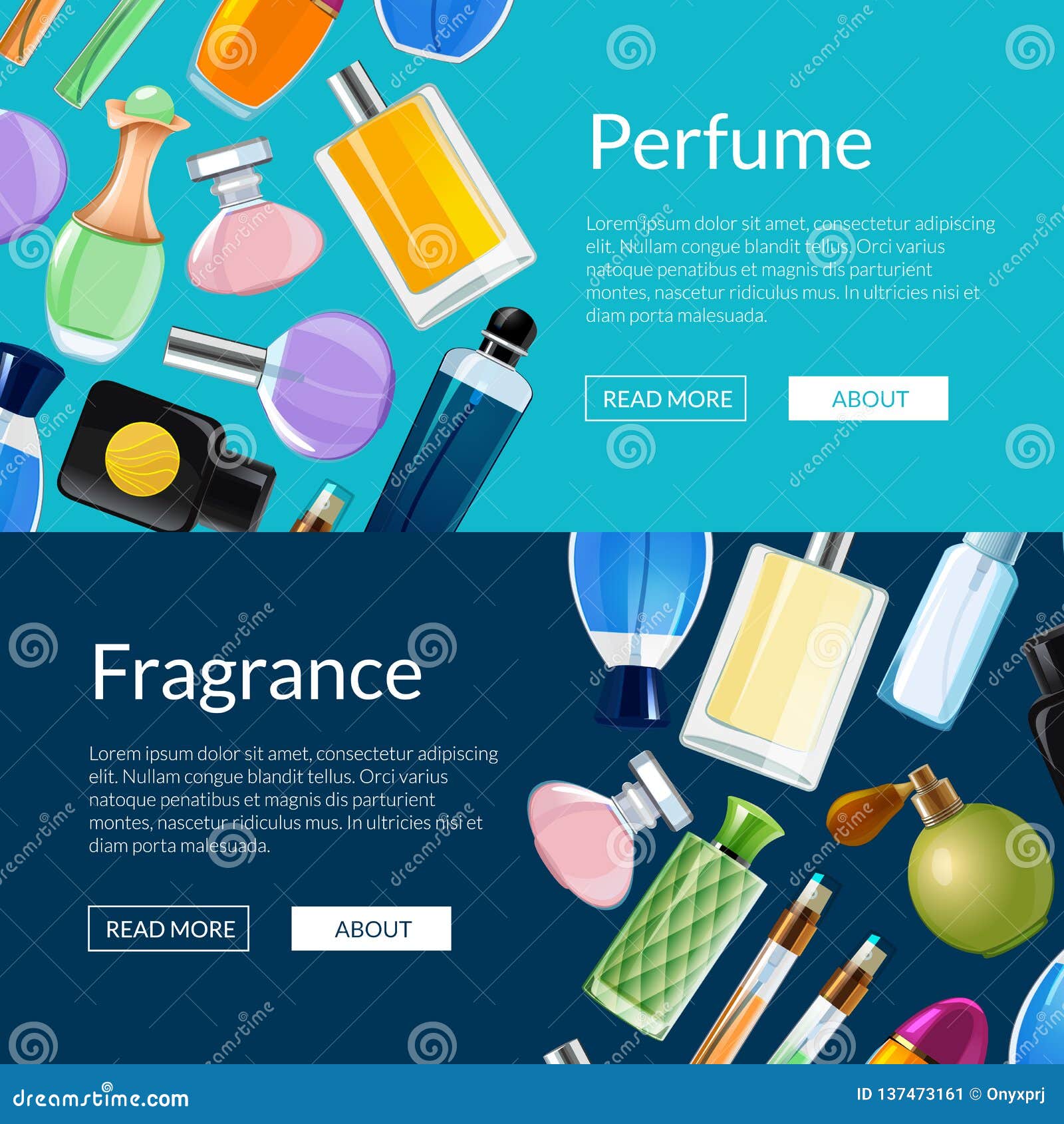 Vector Perfume Bottles Web Banner Templates Illustration Stock Vector ...