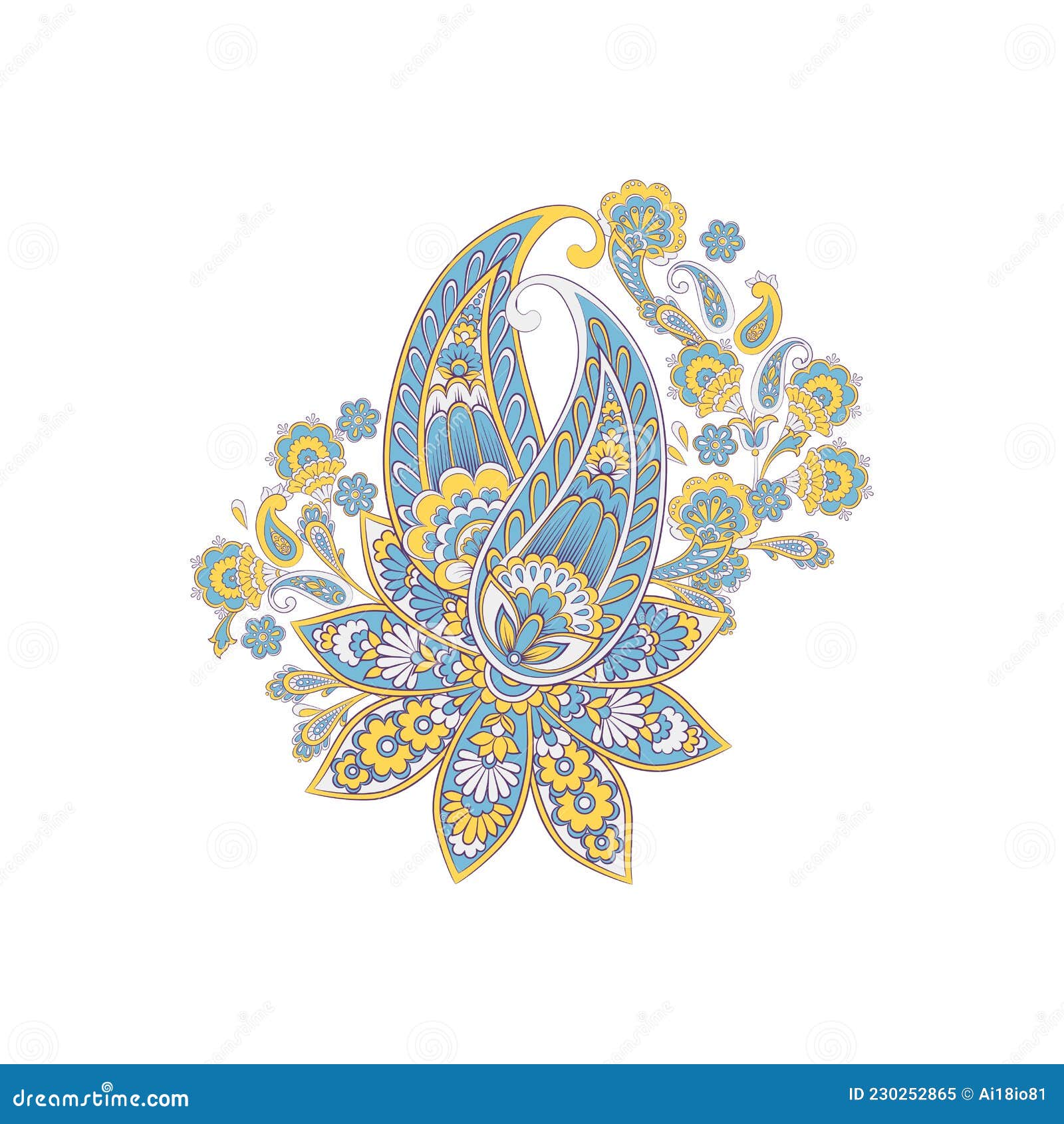 Paisley Vector Pattern. Floral Isolated Asian Illustration. Stock ...