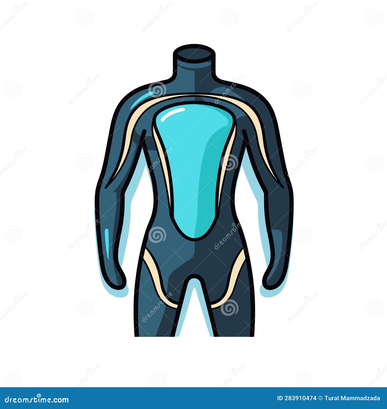 Vector of a Person in a Flat Vector Icon Wearing a Wetsuit from the Back Stock Vector ...