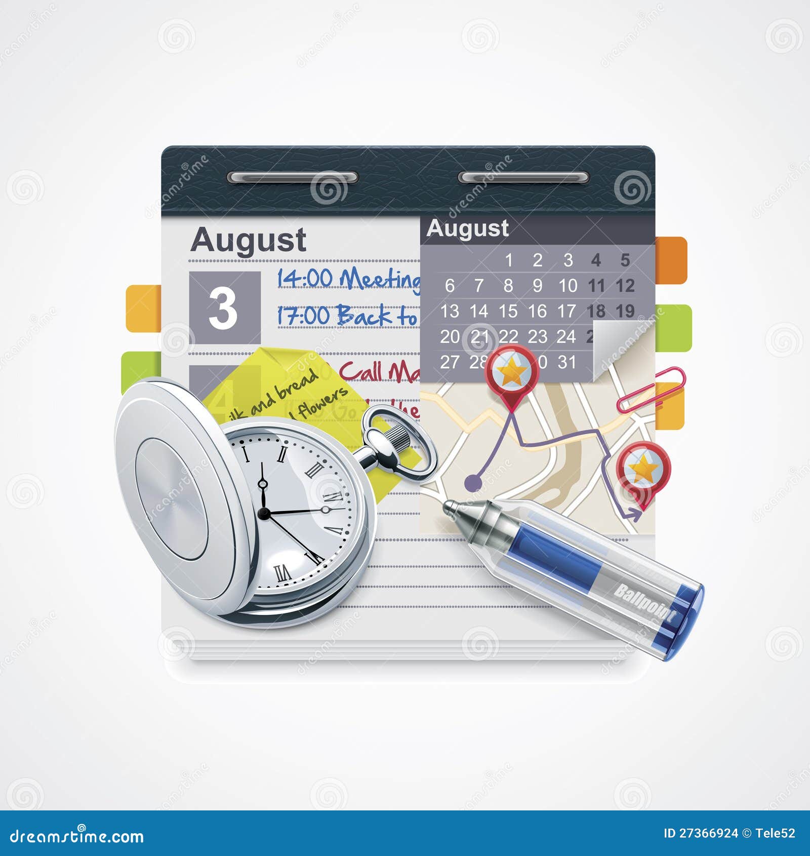 Vector Personal Organizer Icon Stock Vector - Illustration of ballpoint ...