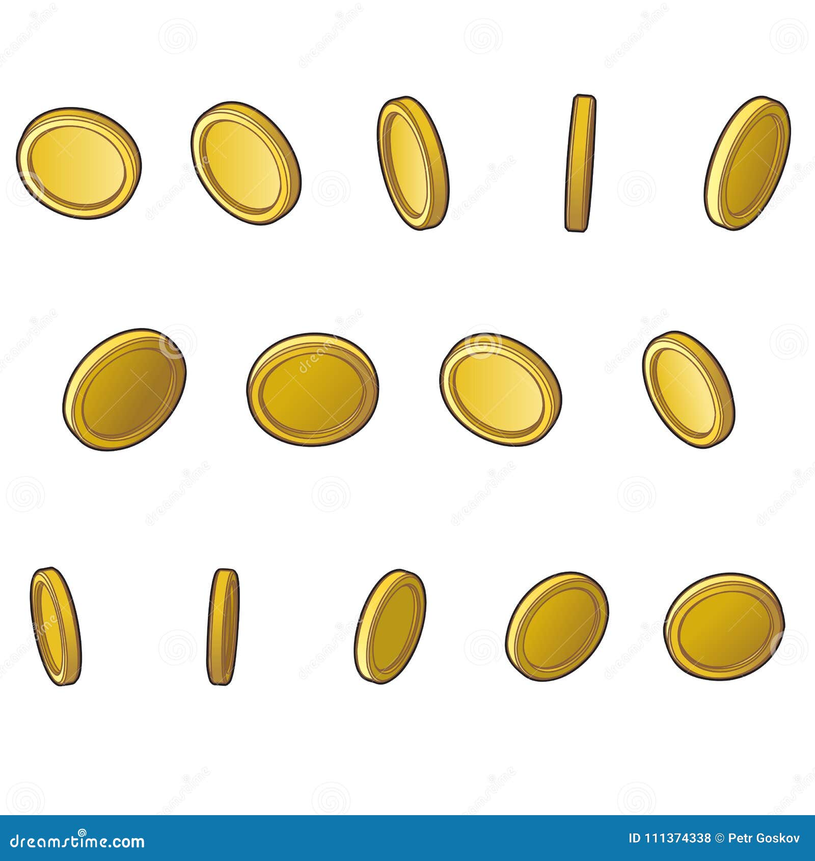 Coin Rotate Sprite Sheet stock vector. Illustration of money - 111374338