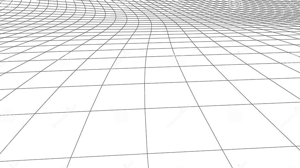 Vector Perspective Curved Grid. Detailed Lines on White Background ...