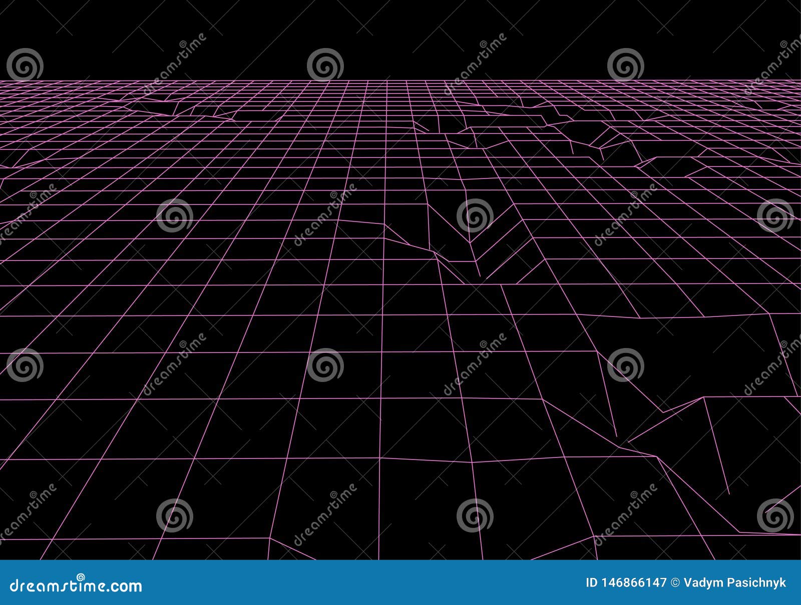 Vector Perspective Grid. Abstract Mesh Background. Polygonal Mountains ...