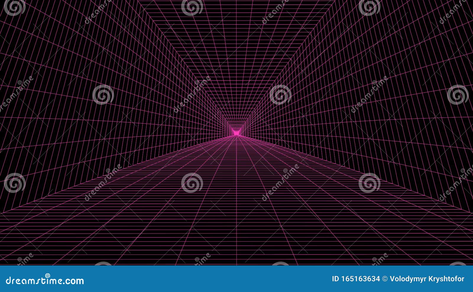 Vector Perspective Grid. Vortex. Curved Abstract Tunnel. Detailed Lines ...