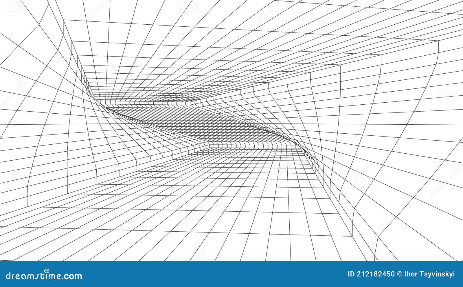 Vector Perspective Mesh. Detailed Grid Lines on White Background ...