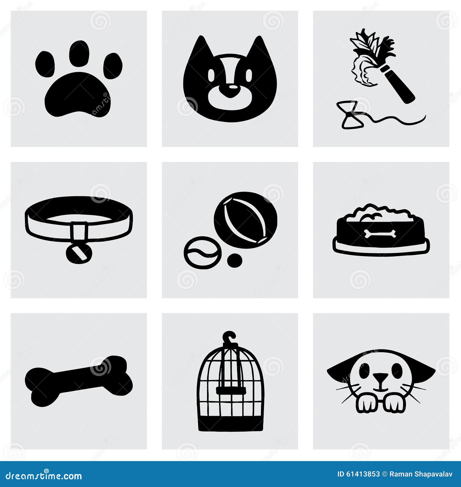 Vector Pet icon set stock vector. Illustration of kitten - 61413853
