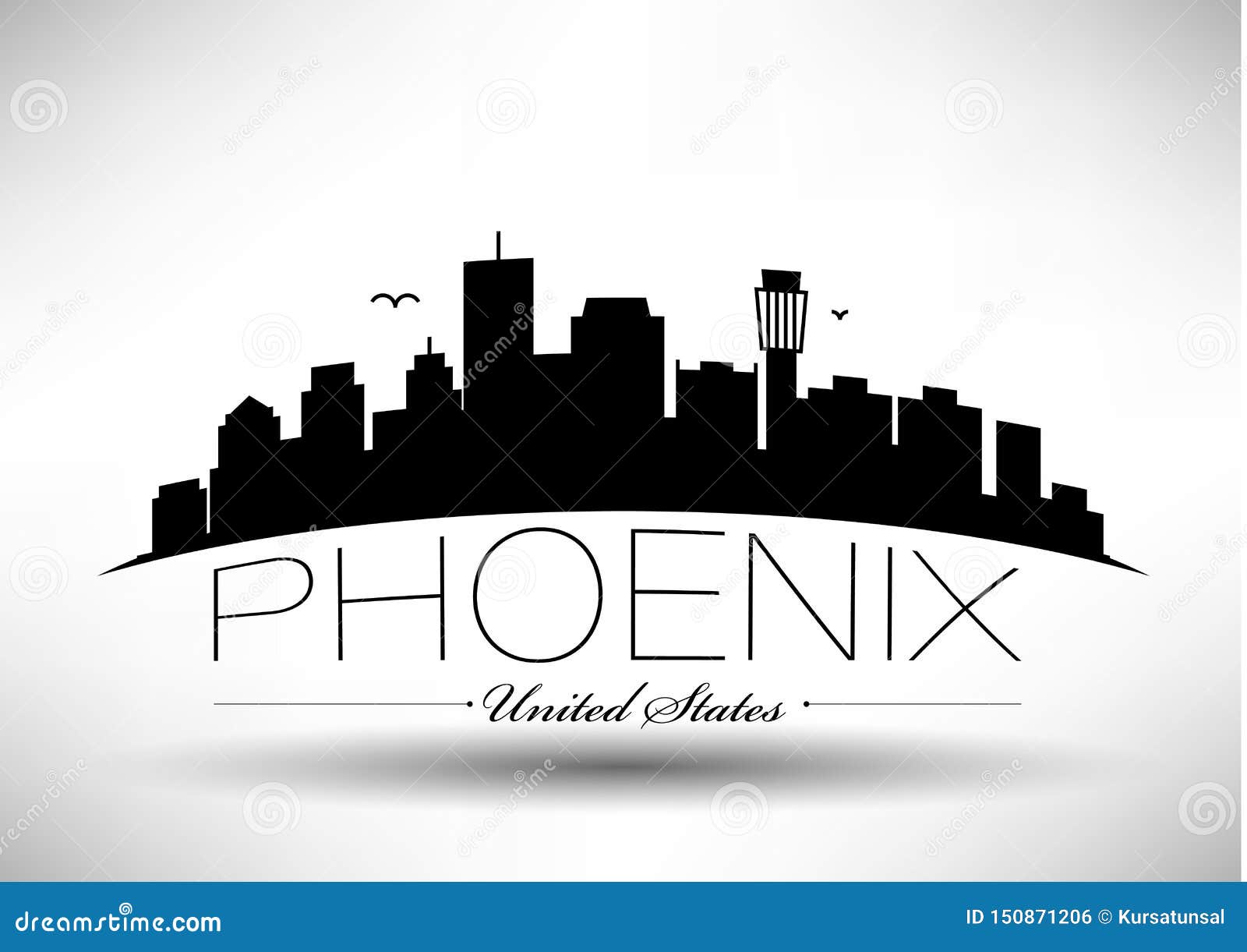Vector Phoenix City Skyline Design Stock Vector - Illustration of type ...