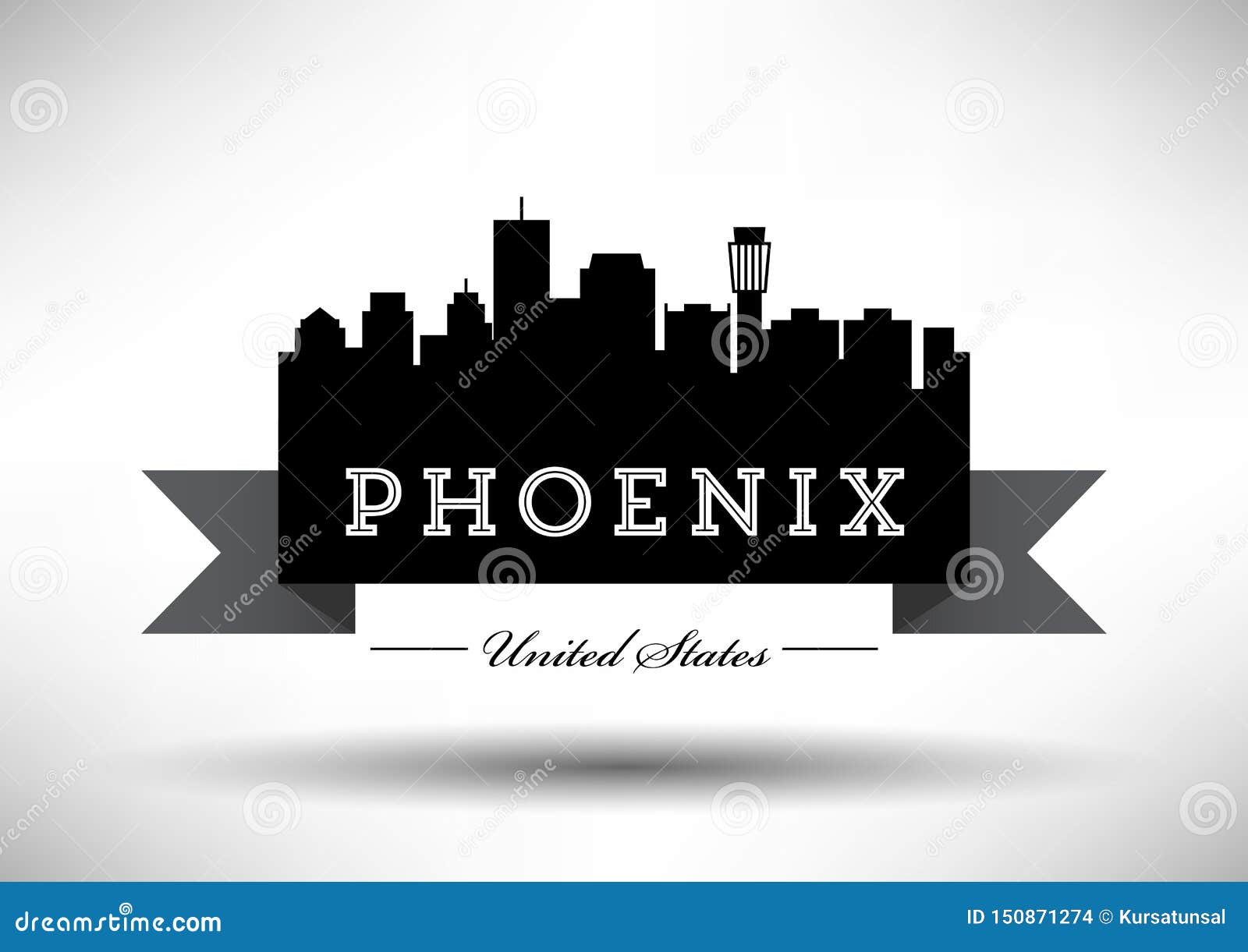 Vector Phoenix City Skyline Design Stock Vector - Illustration of ...