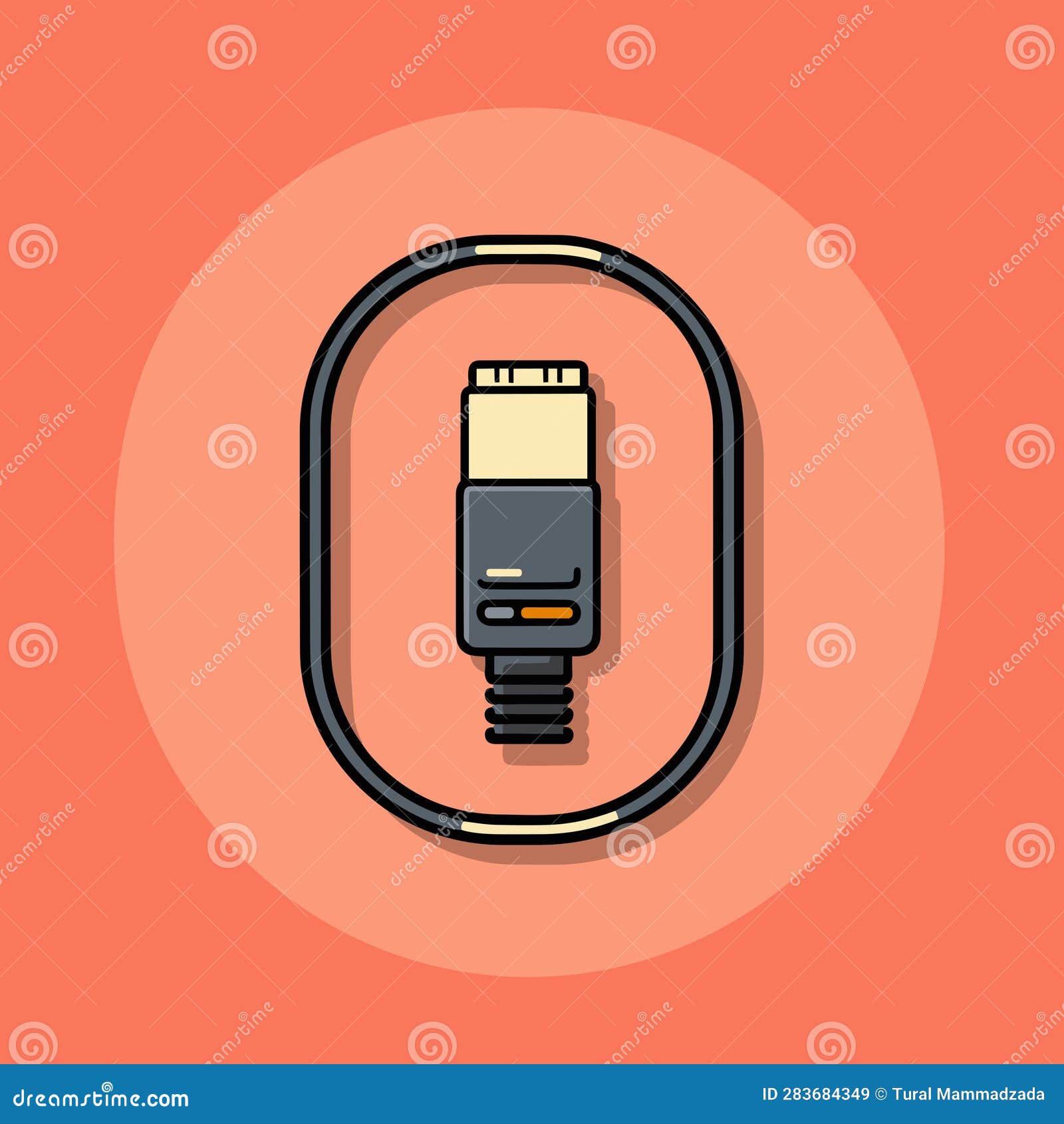 Vector of a Phone Cable Connected on an Orange Background with a ...