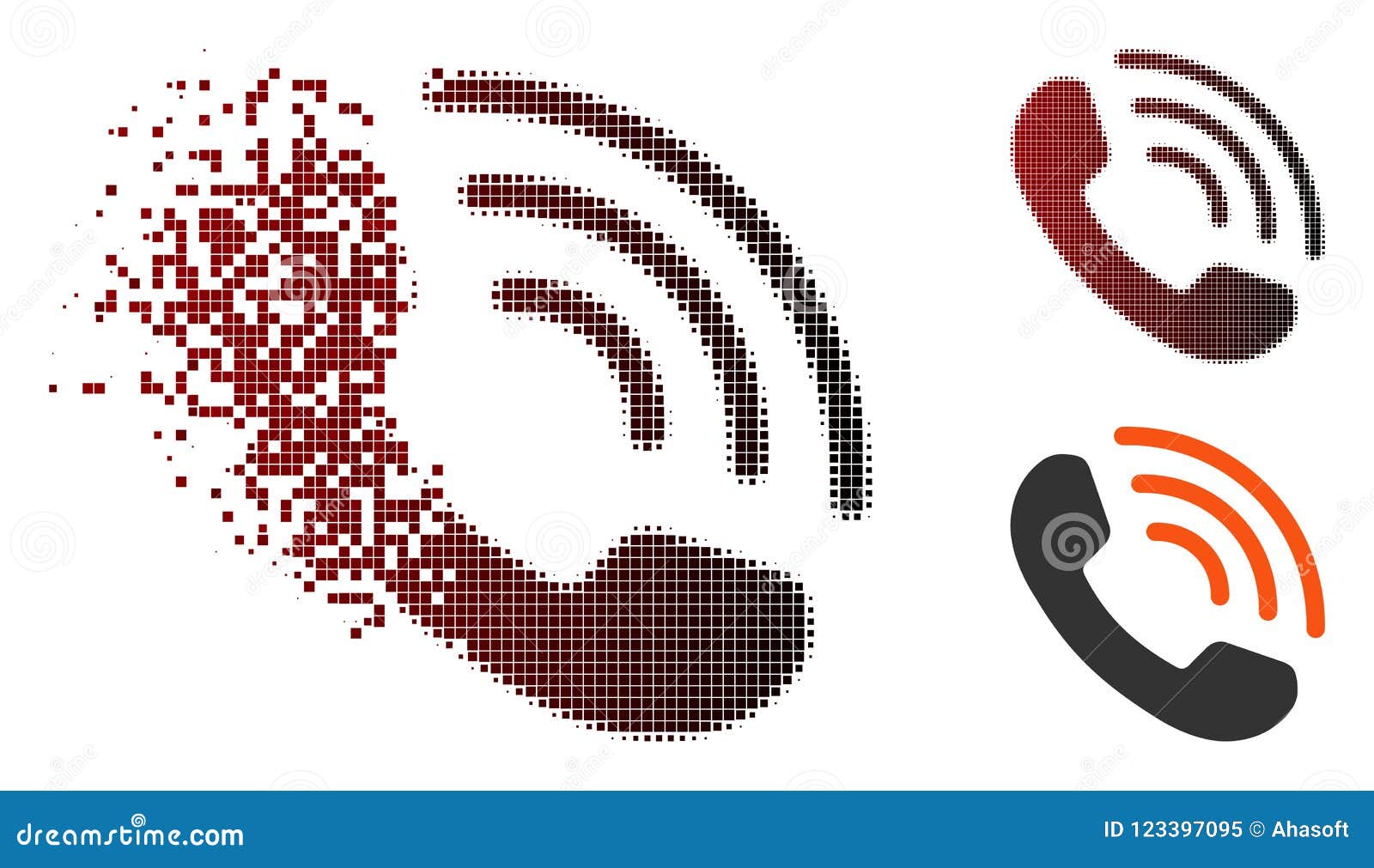 Dissolved Pixel Halftone Phone Call Icon Stock Vector - Illustration of ...