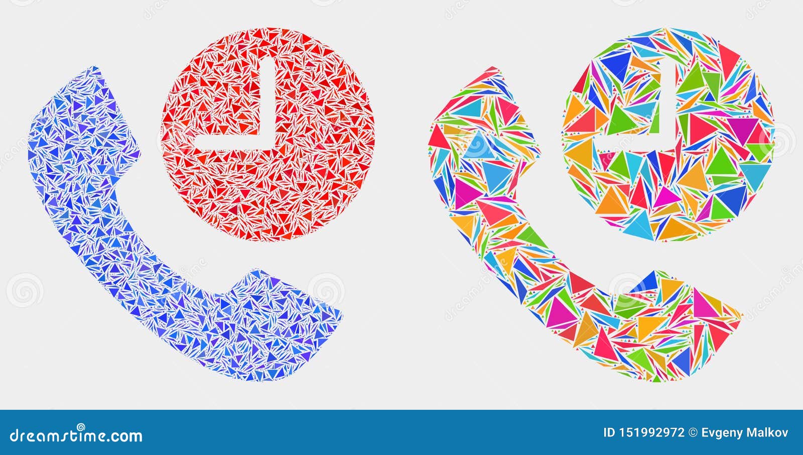 Vector Phone Call Time Mosaic Icon of Triangles Stock Vector ...
