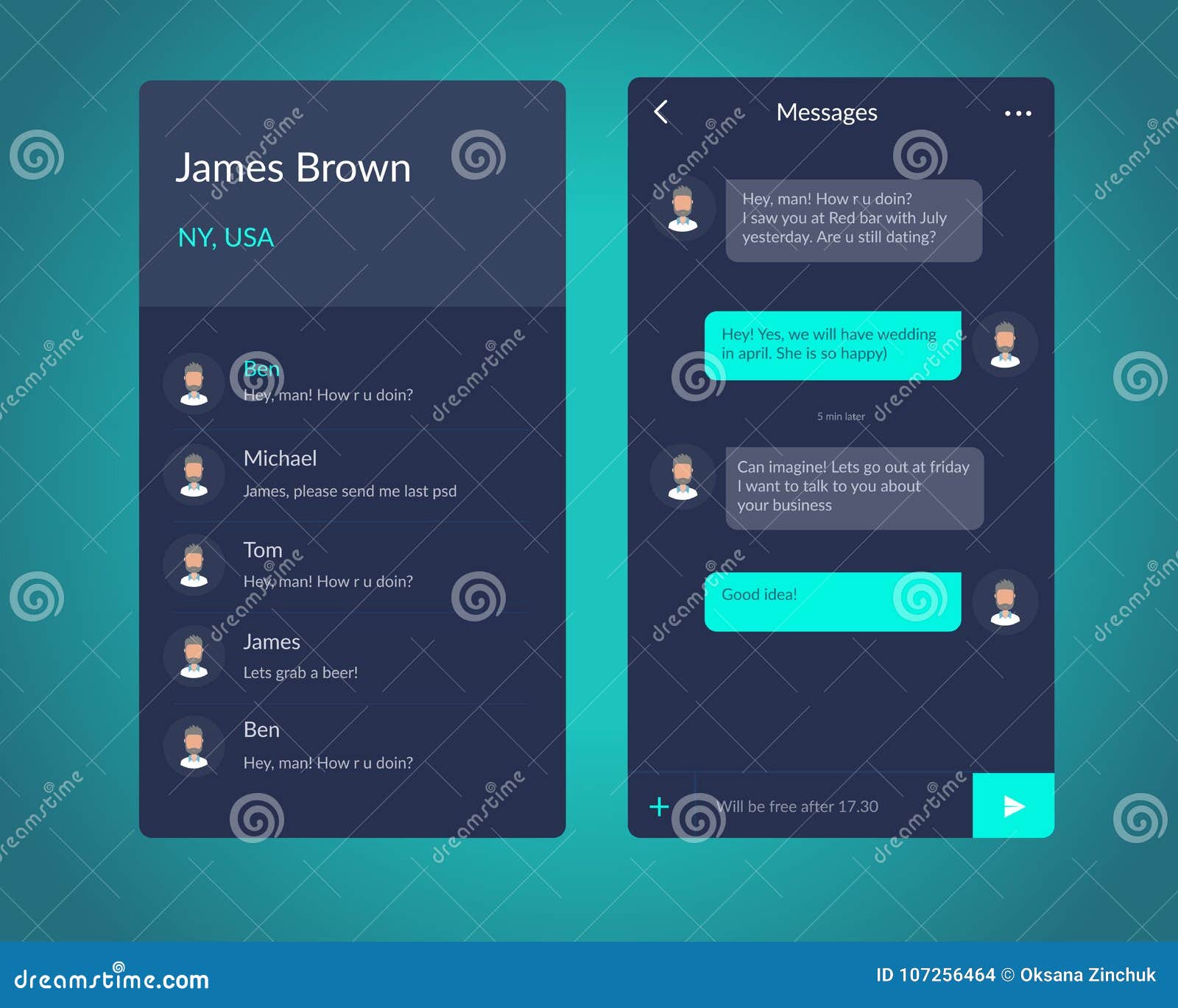 Vector Phone Chat Interface. Stock Vector - Illustration of ...