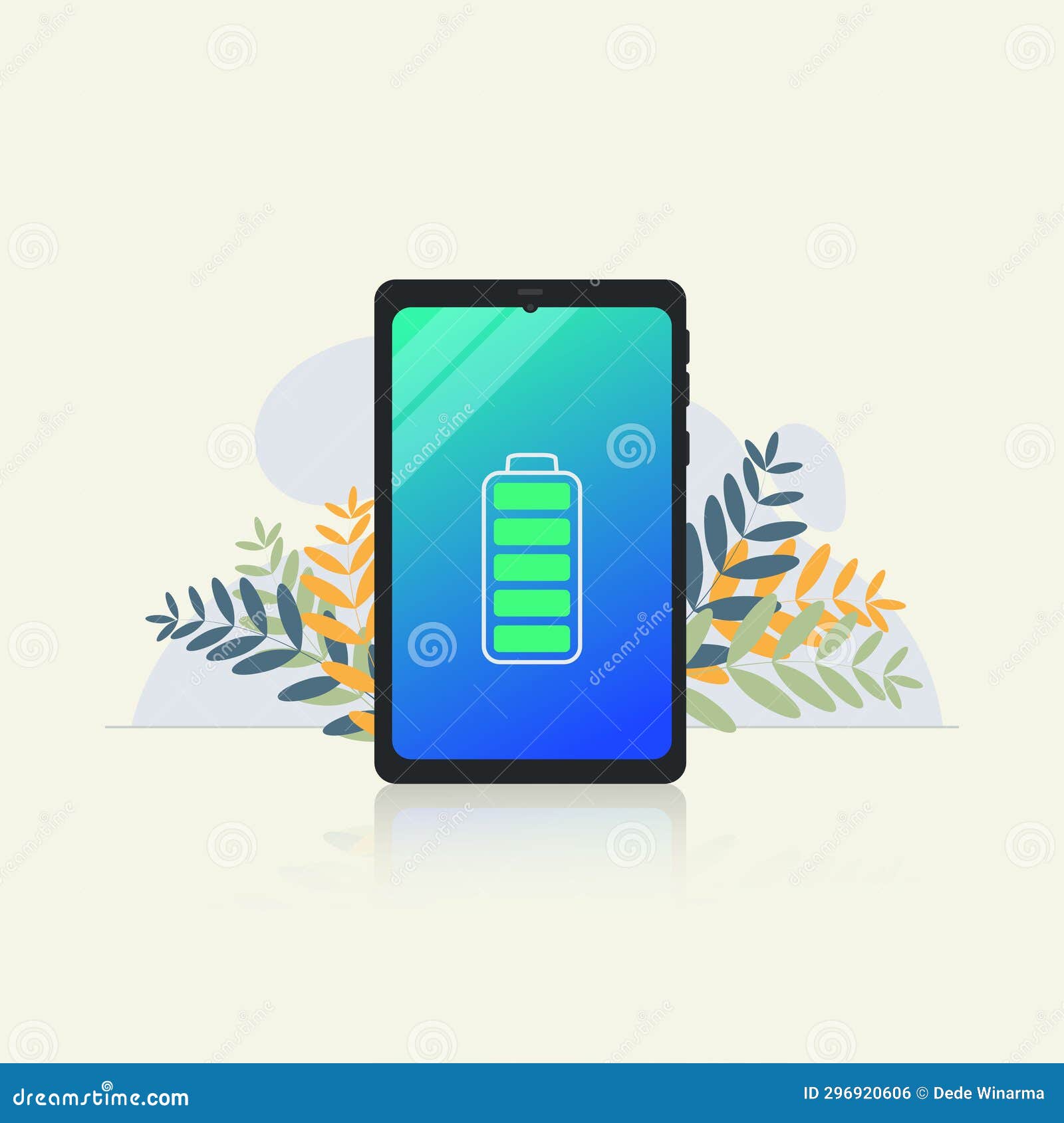 Vector Phone with Full Battery Graphic Design Vector Illustration Stock ...