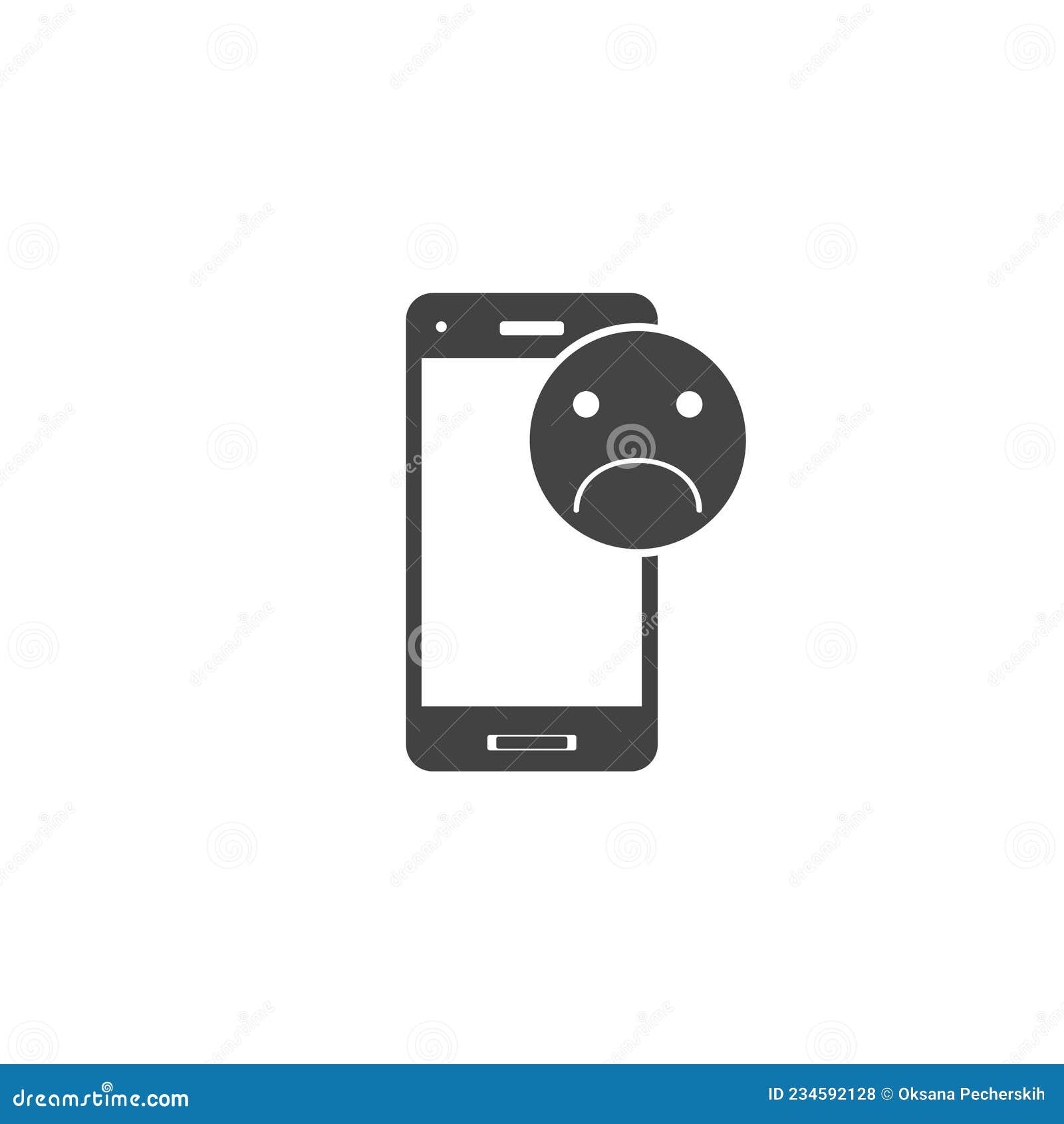 Vector Phone Icon with Negative Emoticon. Layers Grouped for Easy ...
