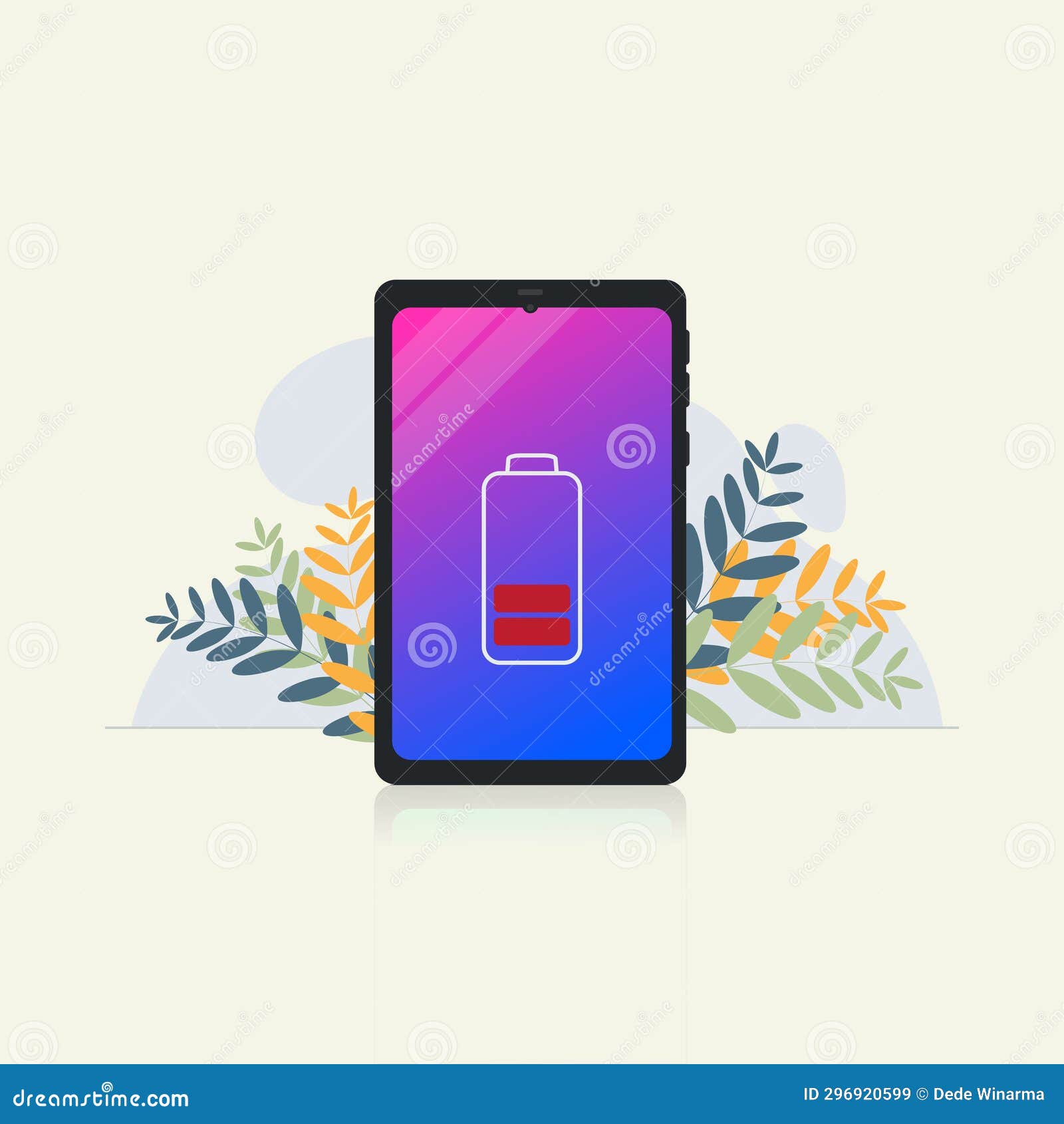 Phone Low Battery Concept Design Vector Illustration Stock Illustration ...
