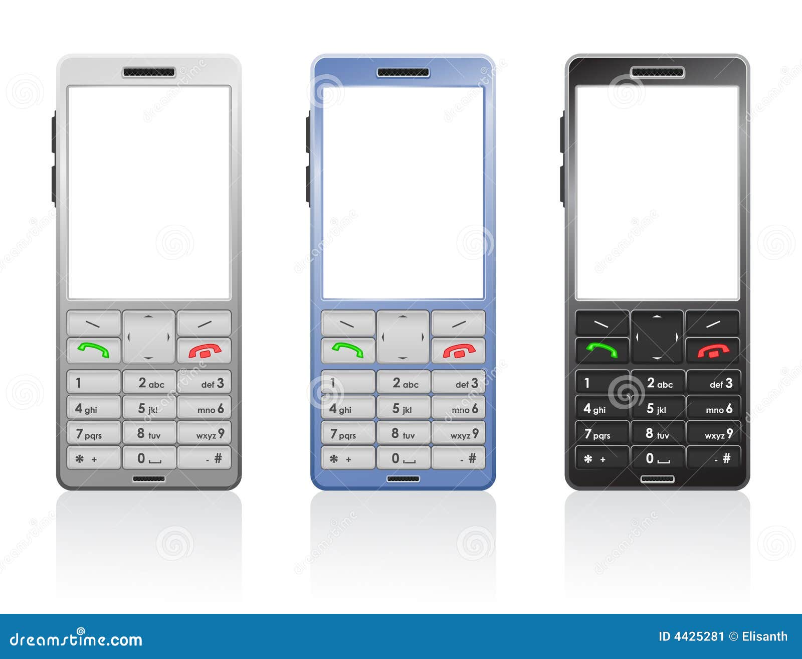 Vector Photorealistic Color Phones Stock Vector - Illustration of front ...