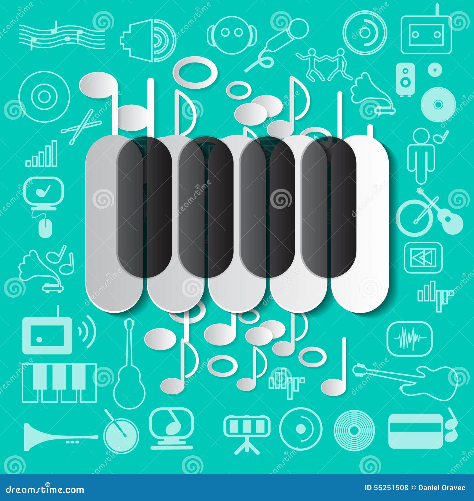 Vector Piano - Keyboard Symbol With Musical Icons | CartoonDealer.com ...