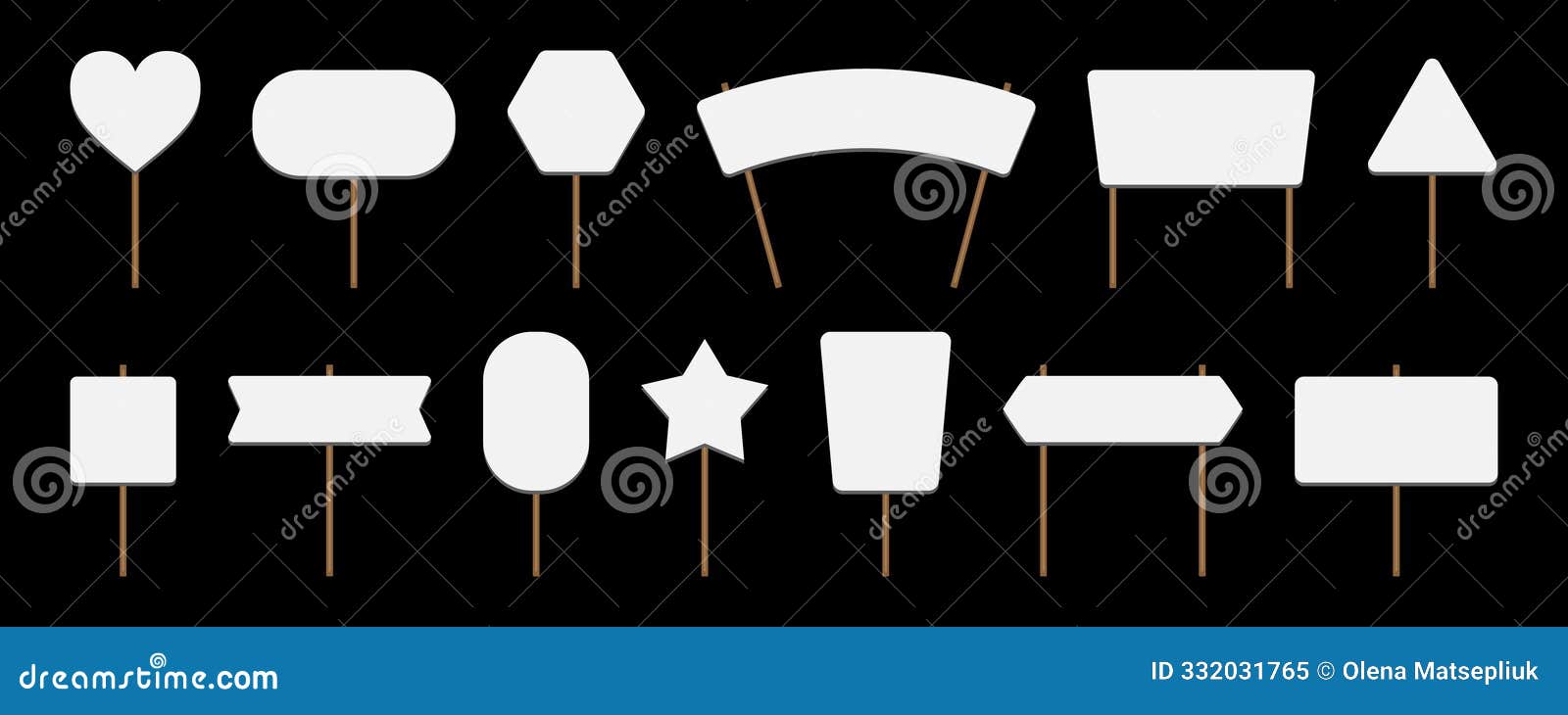 Vector Picket Banner Frame. Picket Sign Big Set Vector Illustration ...